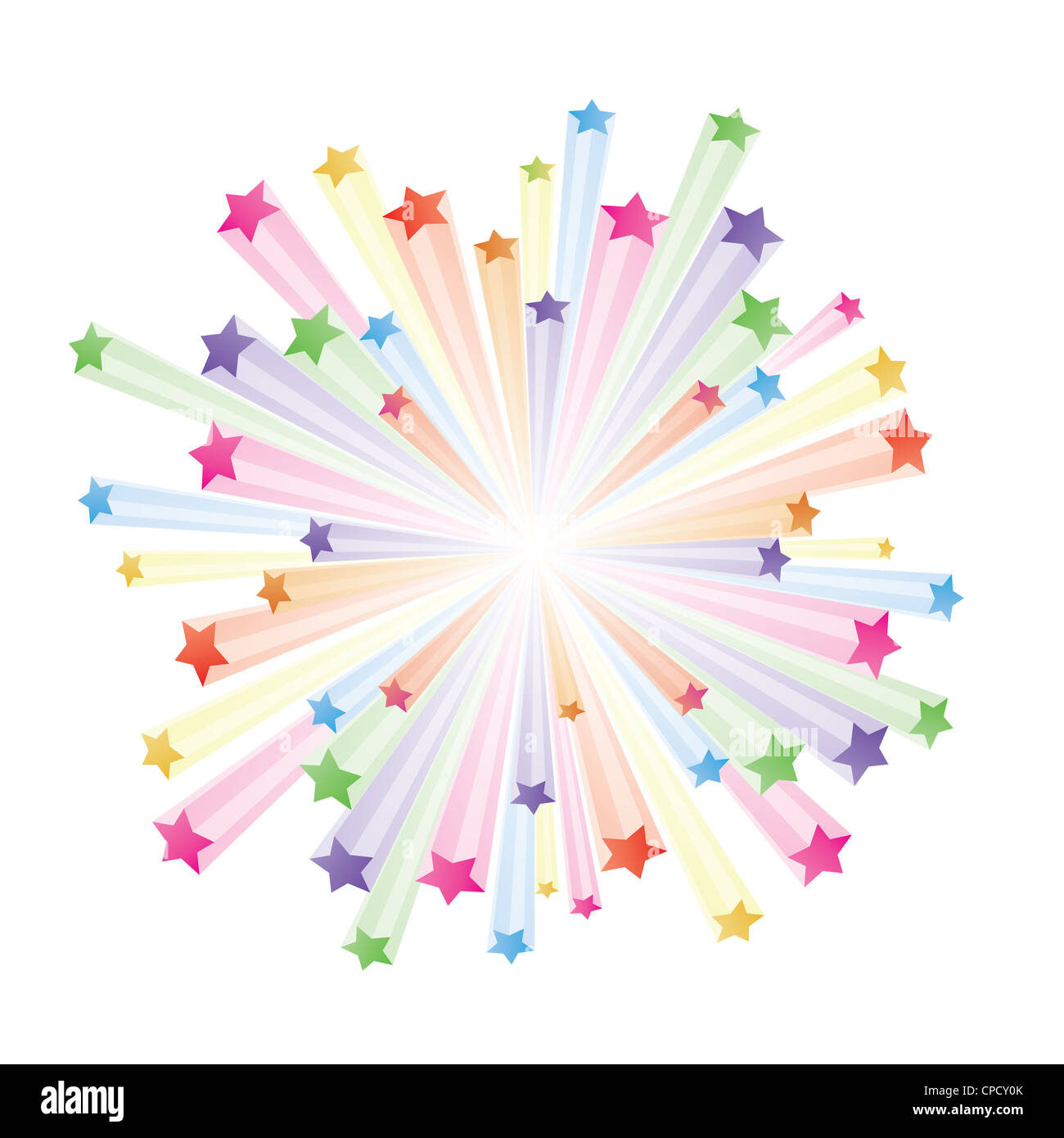 illustration of colorful stars explode on white background Stock Photo ...