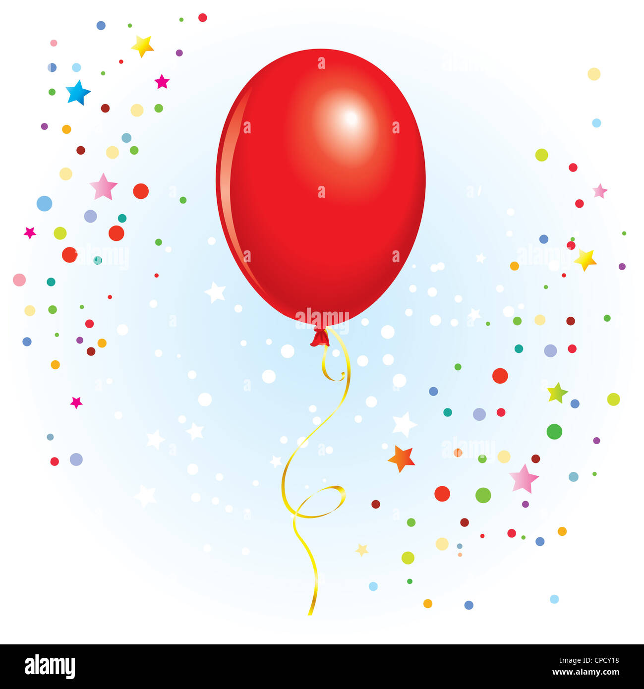 Red balloon with dangling curly ribbon in format Stock Photo - Alamy