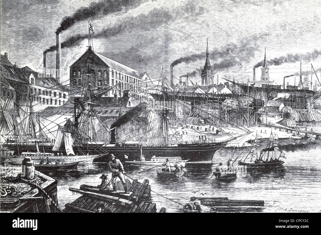 CLYDE SHIPYARDS, Scotland about 1860 Stock Photo, Royalty Free Image ...