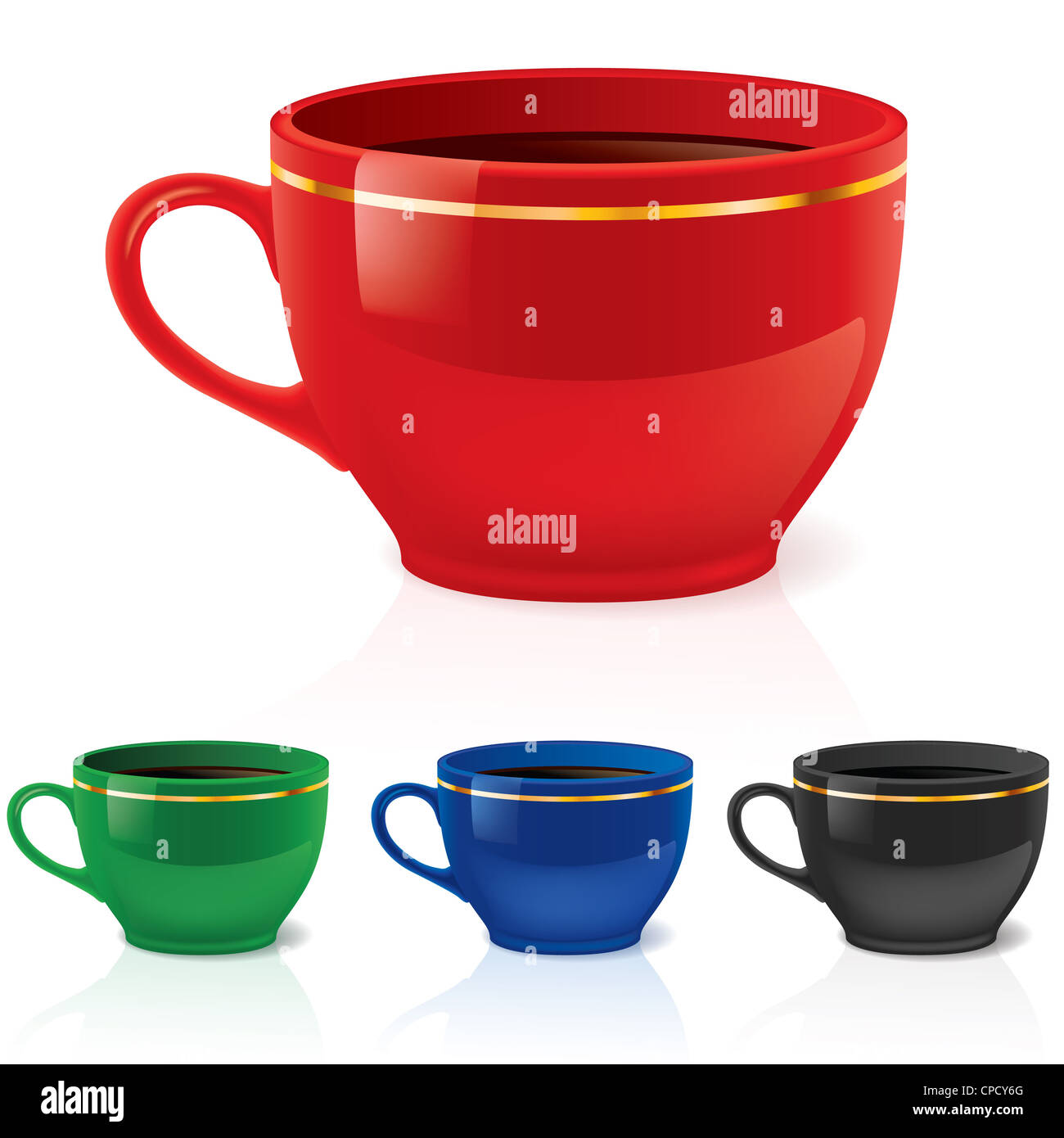 Colorful coffee/tea cups set Stock Photo - Alamy