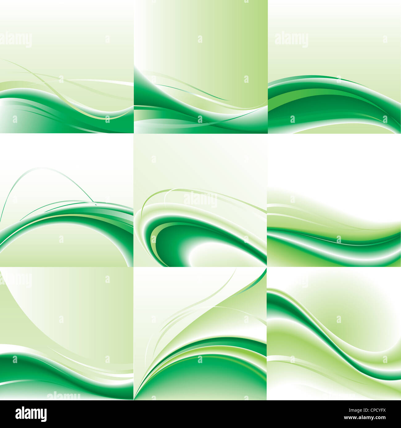 Abstract background set. Green wave design Stock Photo - Alamy