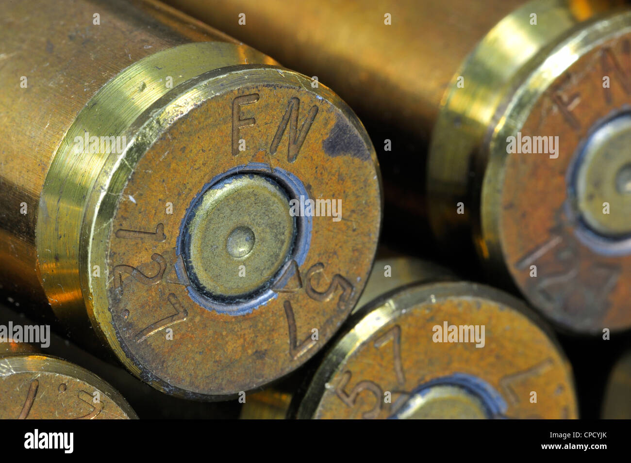 Primers of M2 Browning .50 caliber machine gun cartridges in ammunition ...