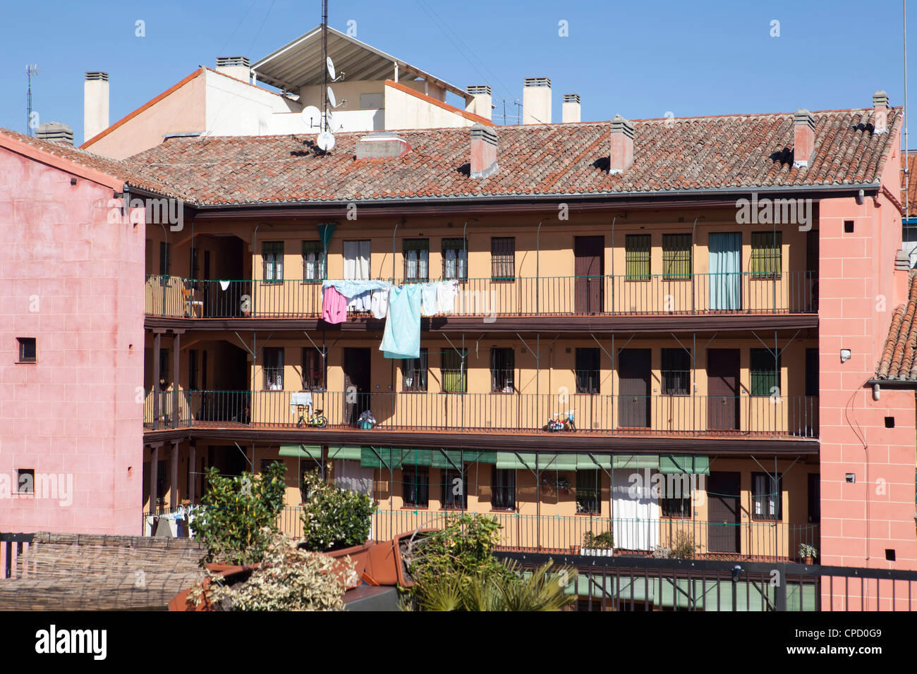 typical Madrid building called Corrala Stock Photo - Alamy