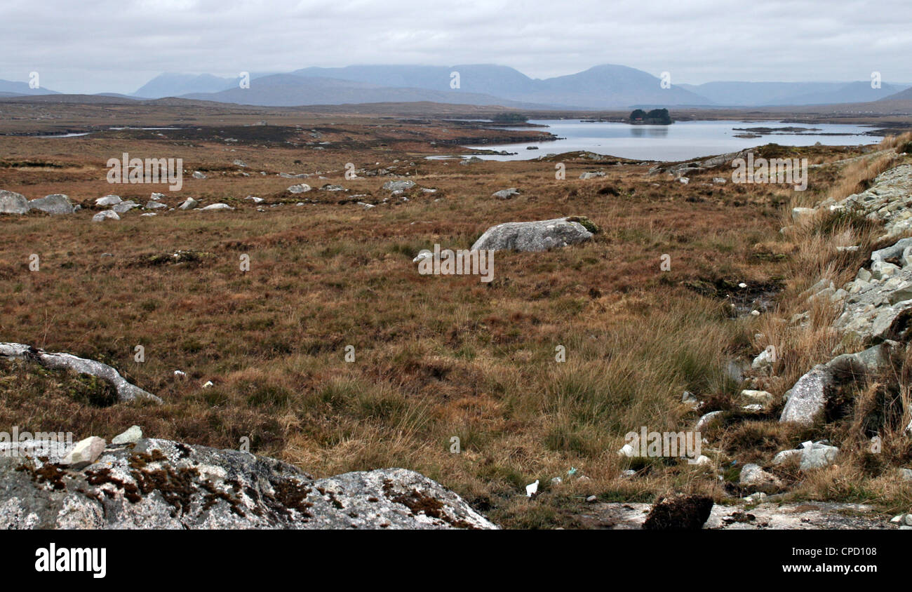 Rugged landscape of Connemara, Connemara, County Galway, Connacht ...