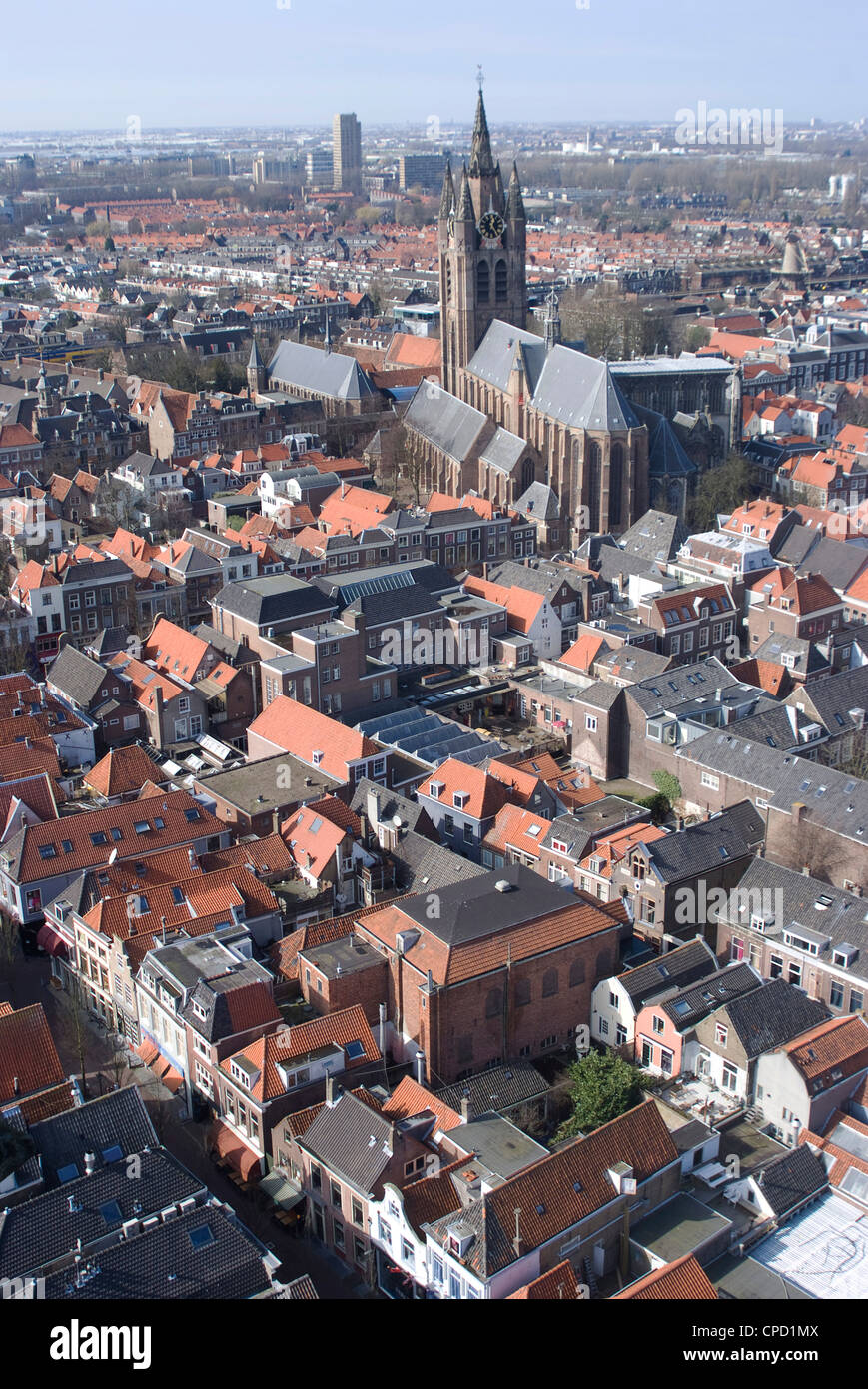 View over the city and the Oude Kerk (Old Church) from the viewing ...