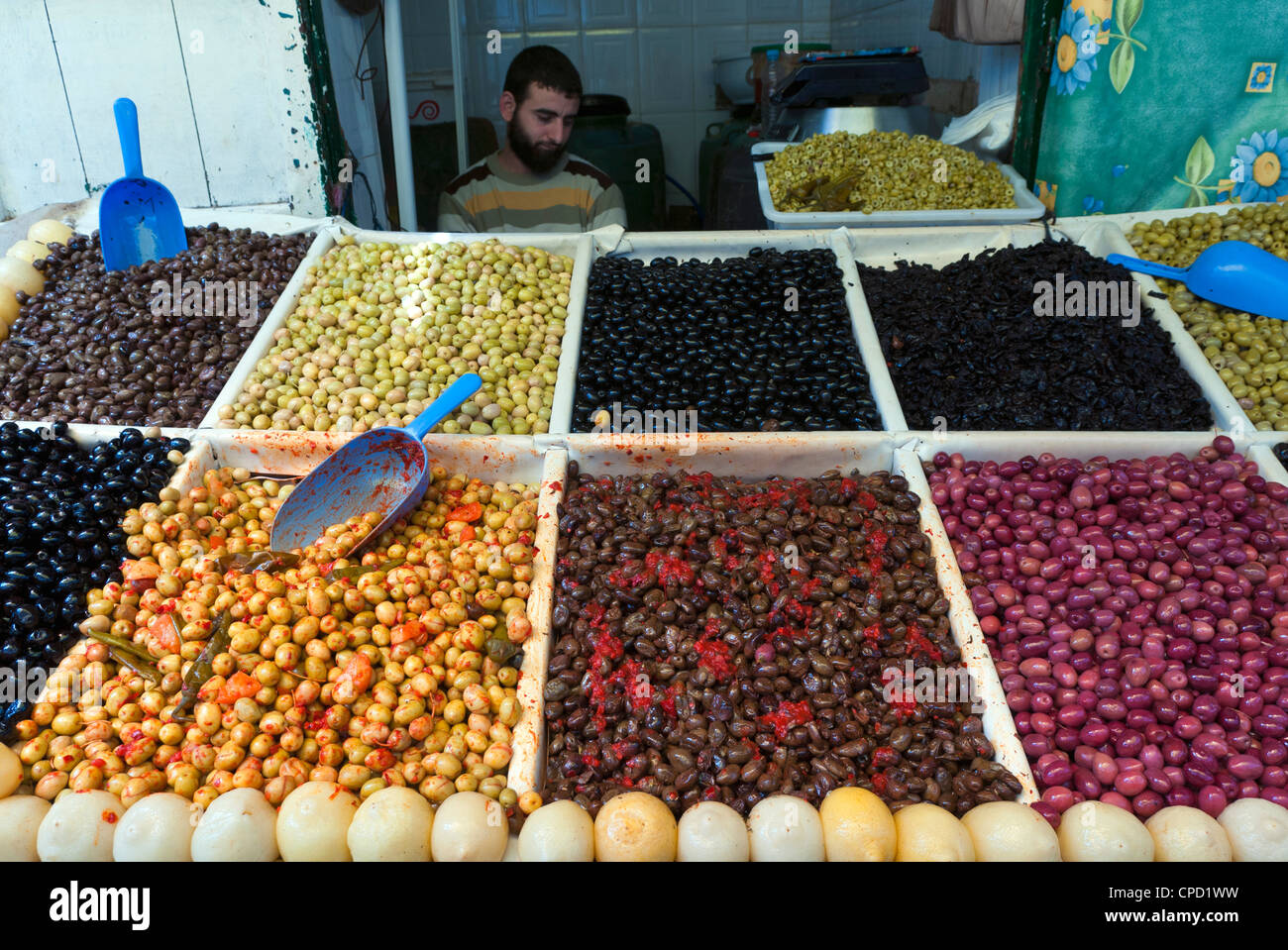 Olive seller, street market, Medina, Tetouan, UNESCO World Heritage ...