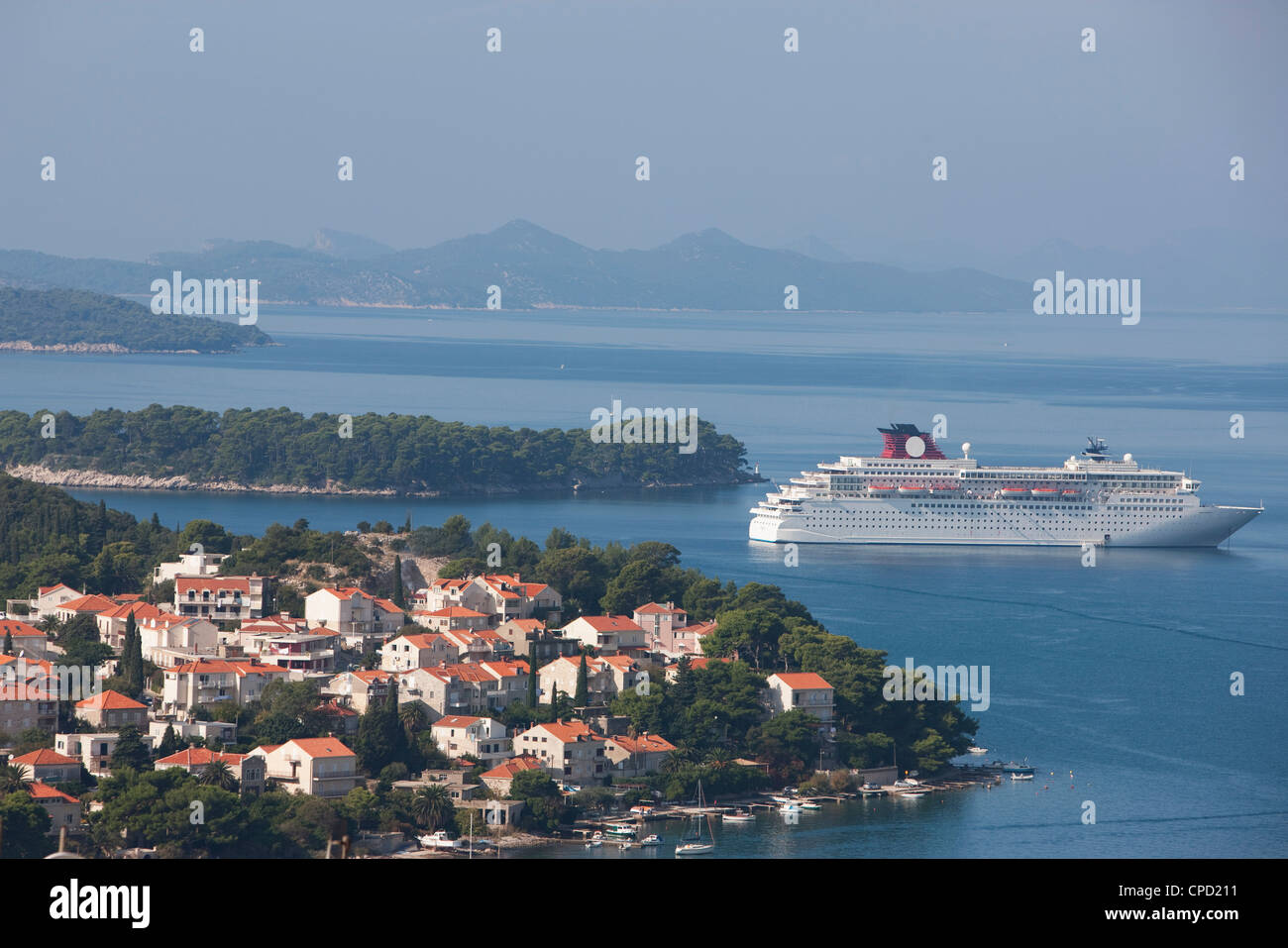 Cruise ships moored in port of Gruz, Dalmatia, Croatia, Europe Stock ...