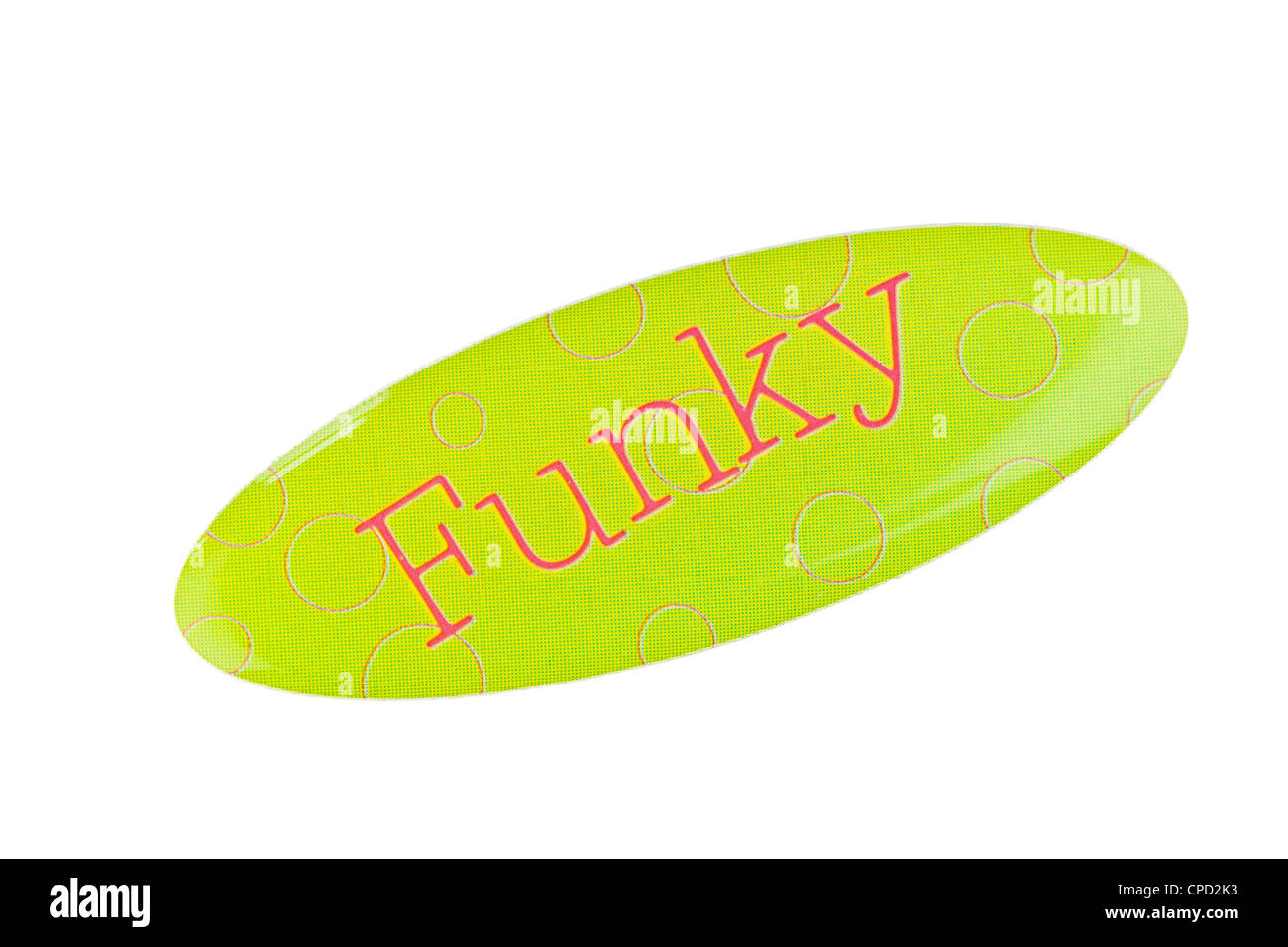 A peel off sticker with the word funky Stock Photo - Alamy