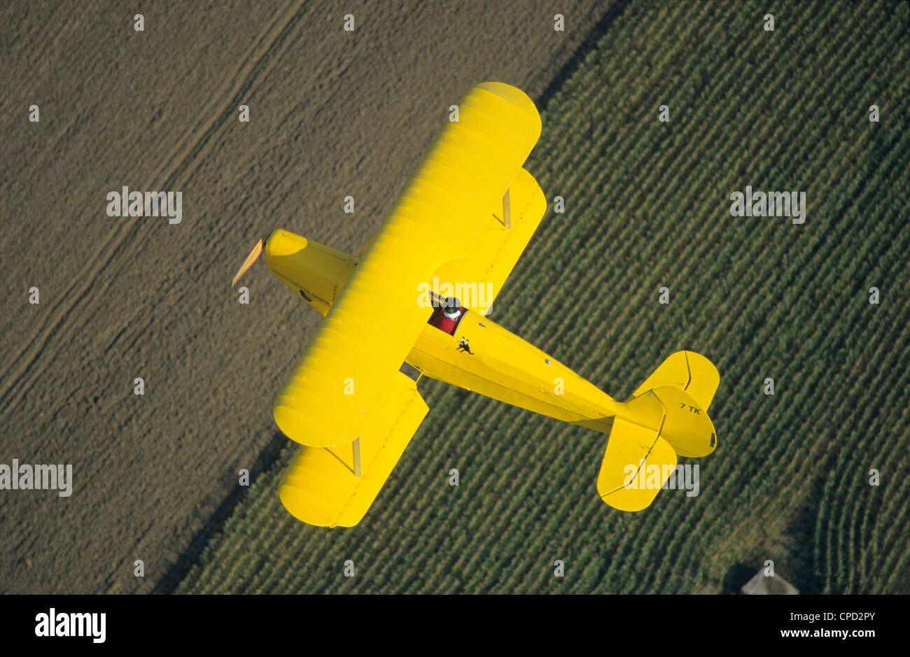 Biplane flying above hi-res stock photography and images - Alamy