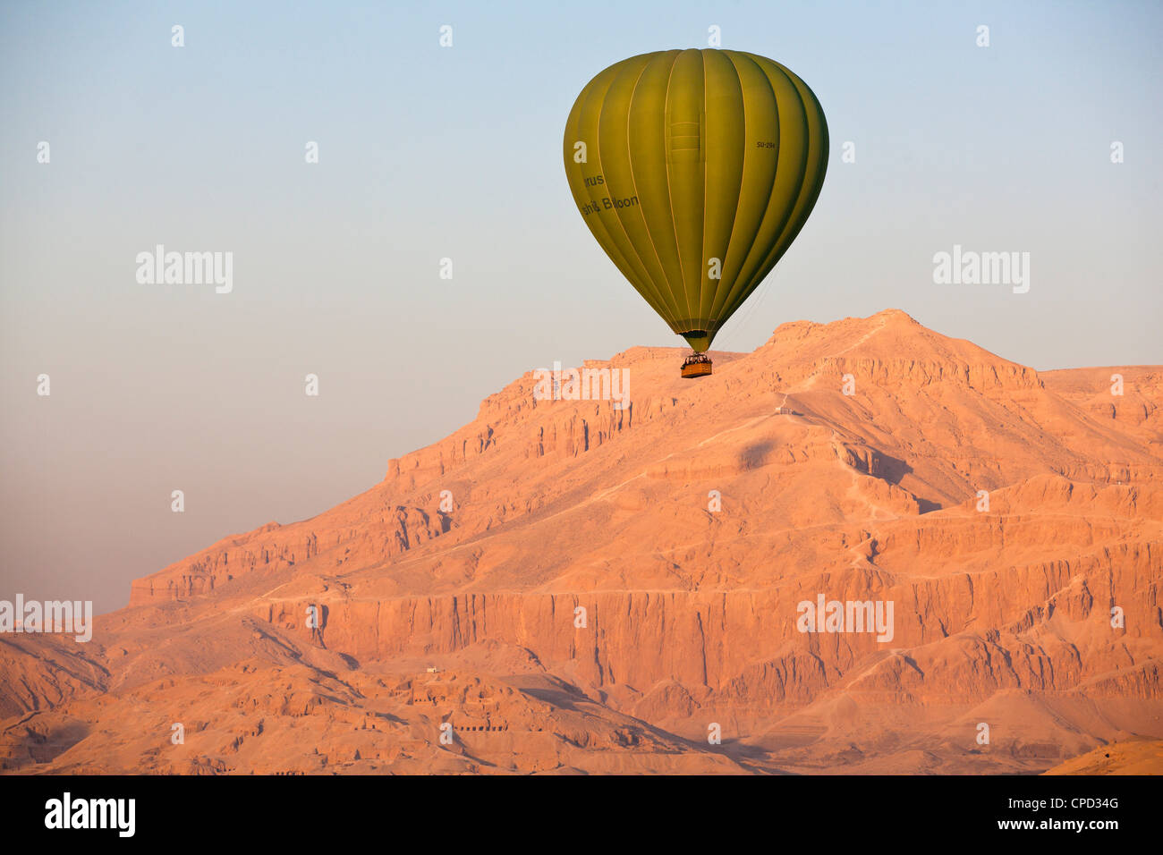 Hot Air Balloon Suspended Over The Theban Hills Of Luxor Thebes Egypt