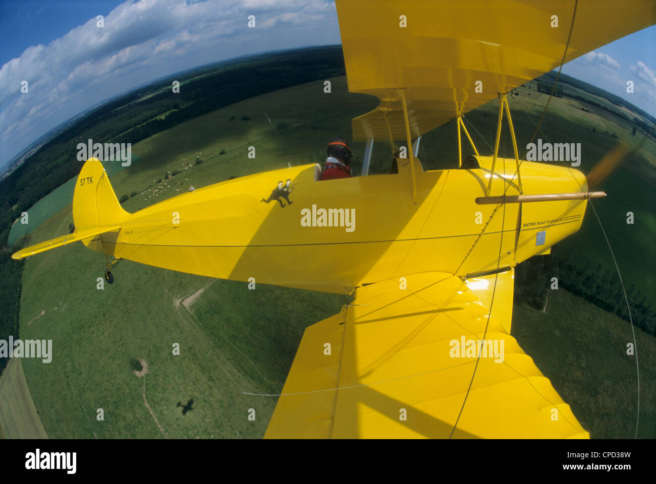 Ultra light biplane Kiebitz flying over France Stock Photo - Alamy