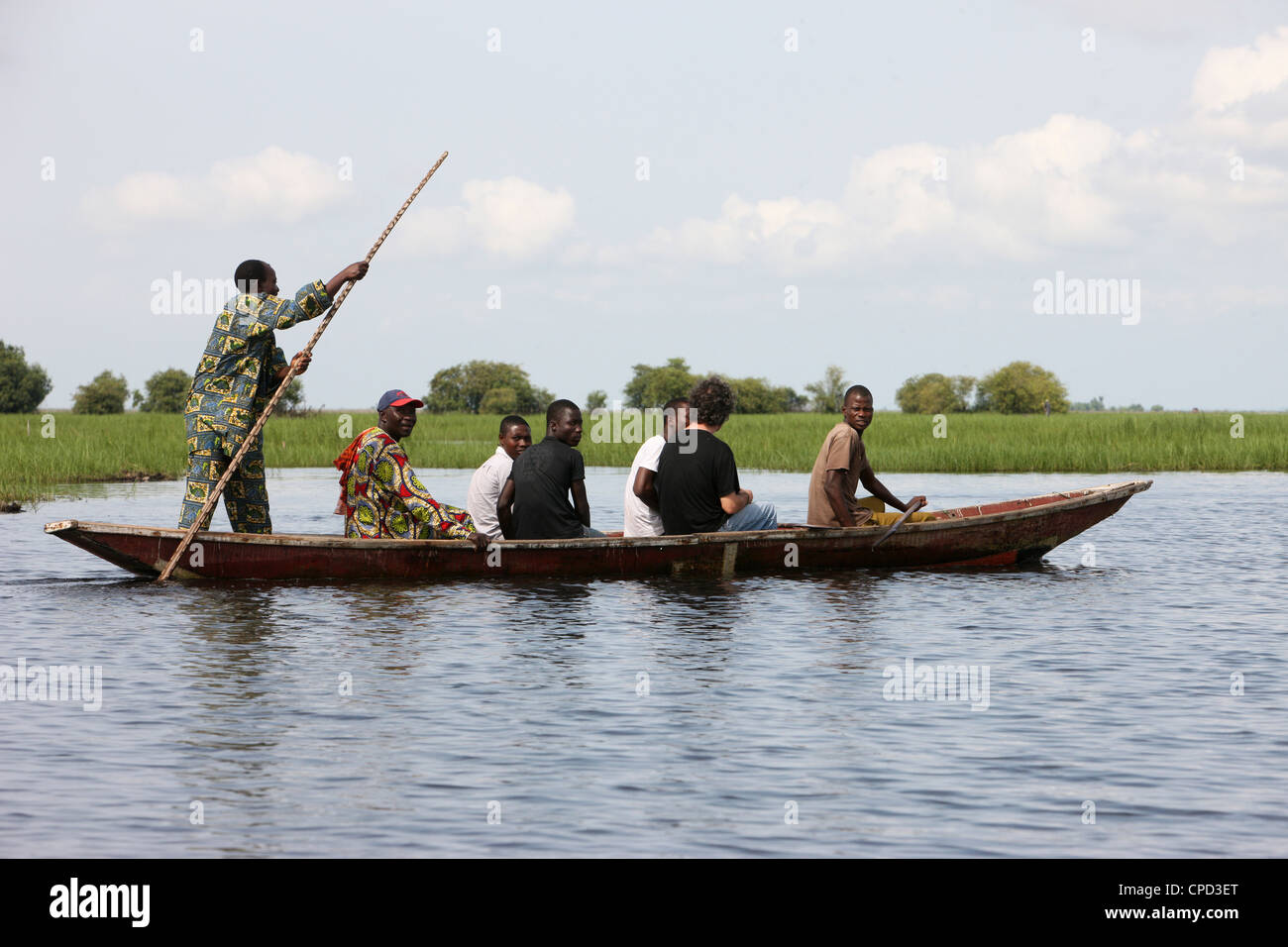 Boat near Ganvie lake village on Nokoue Lake, Benin, West Africa ...