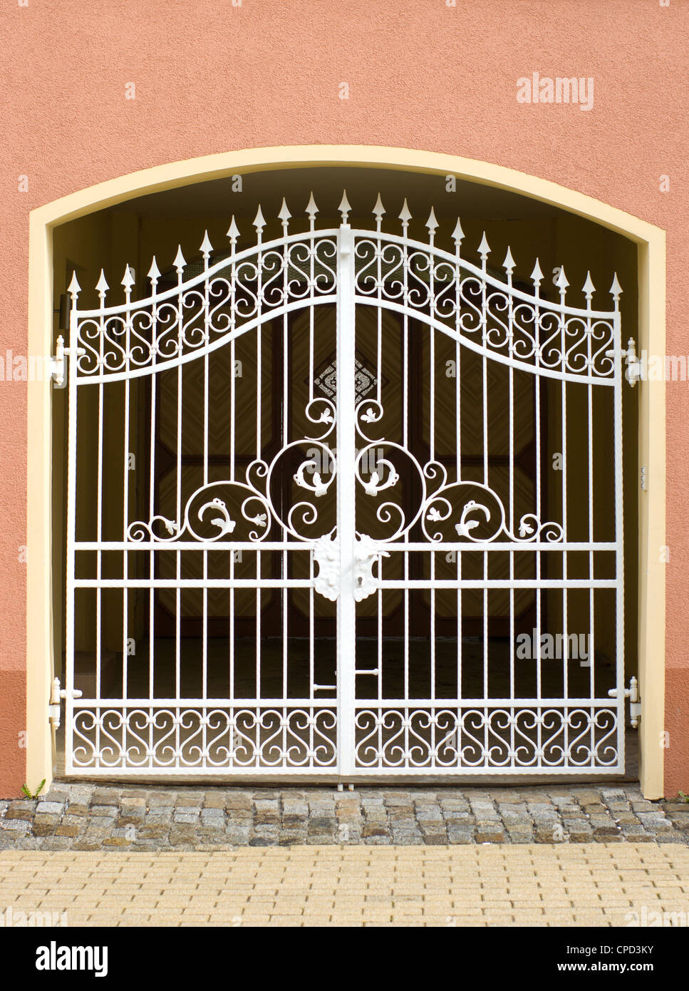 Old beautiful gates of wrought metal Stock Photo - Alamy