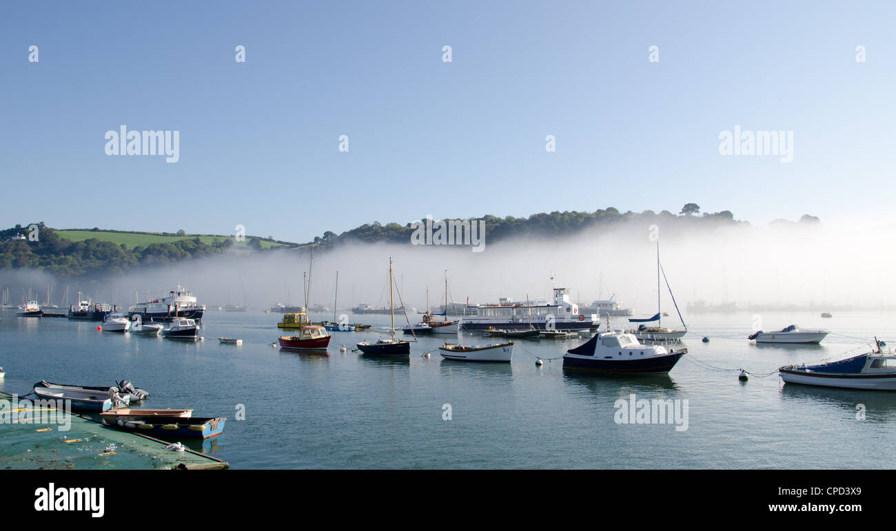 Early morning mist on the River Dart Dartmouth South Devon Stock Photo ...