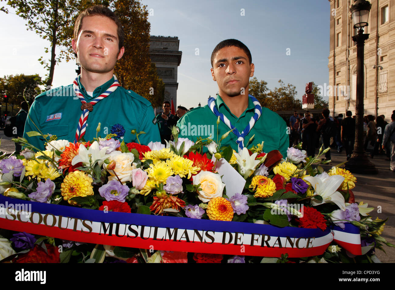 French Muslims at the Arc de Triomphe, Paris, France, Europe Stock ...