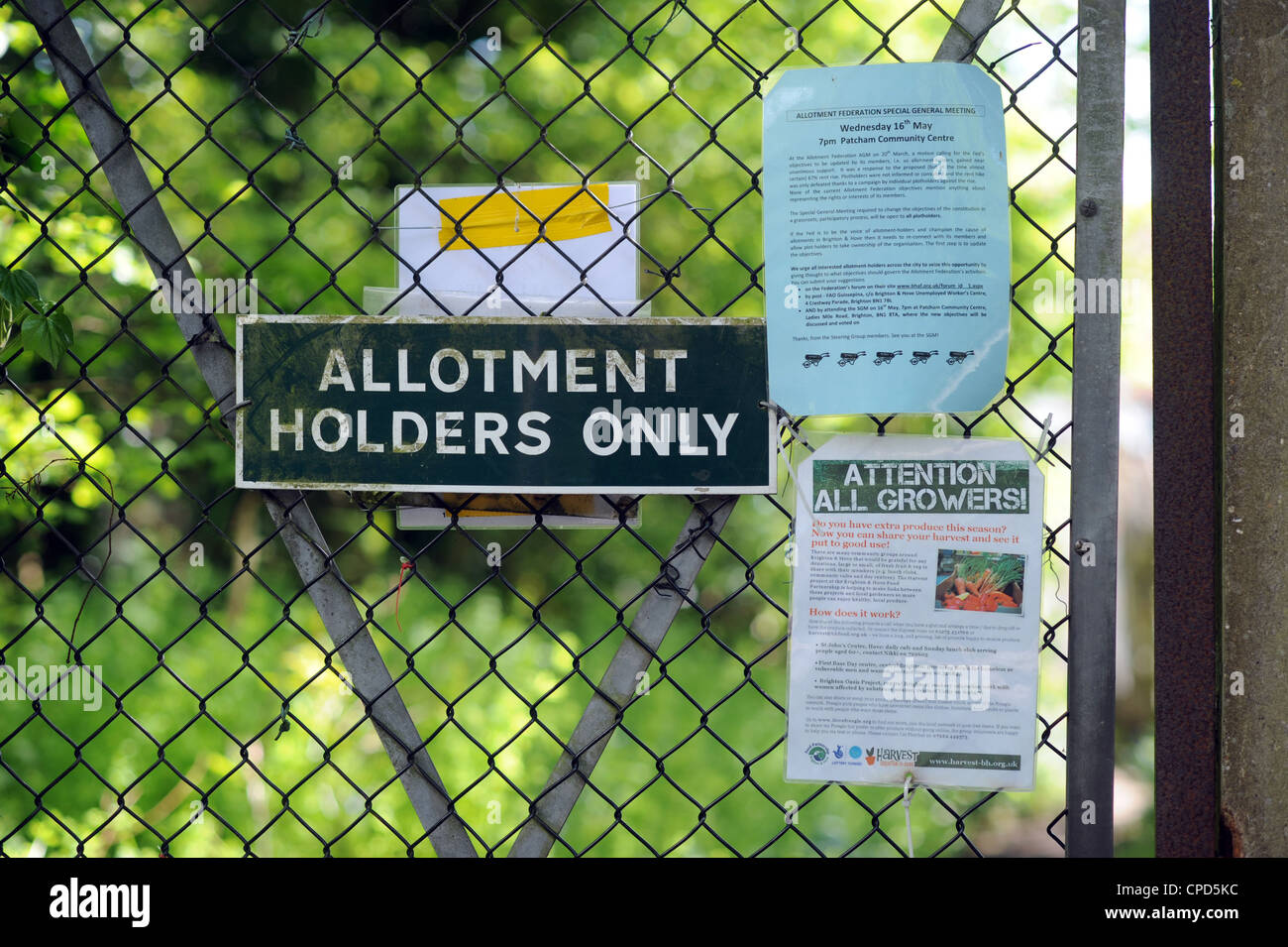 Allotment Holders Only sign on entrance Withdean Park Brighton UK Stock ...