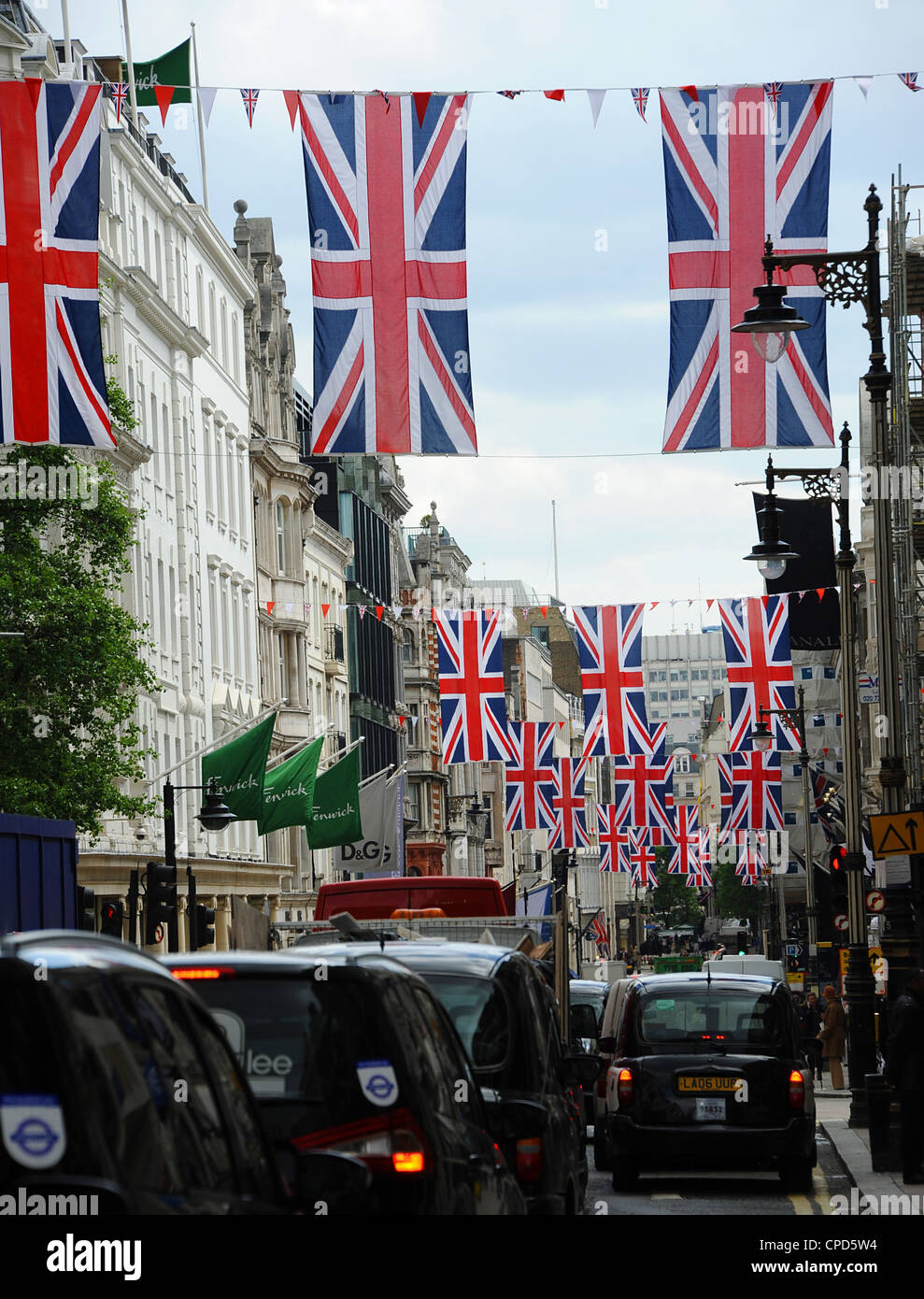 Union Jack Flags across New Bond Street, London to celebrate the Queen ...