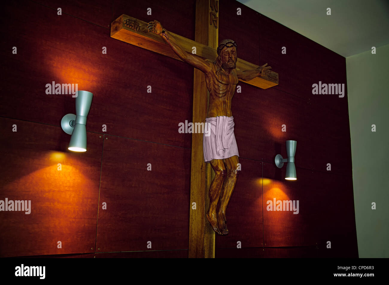 Old crucifix in the chapel of the church of the sanctuary of the Well ...