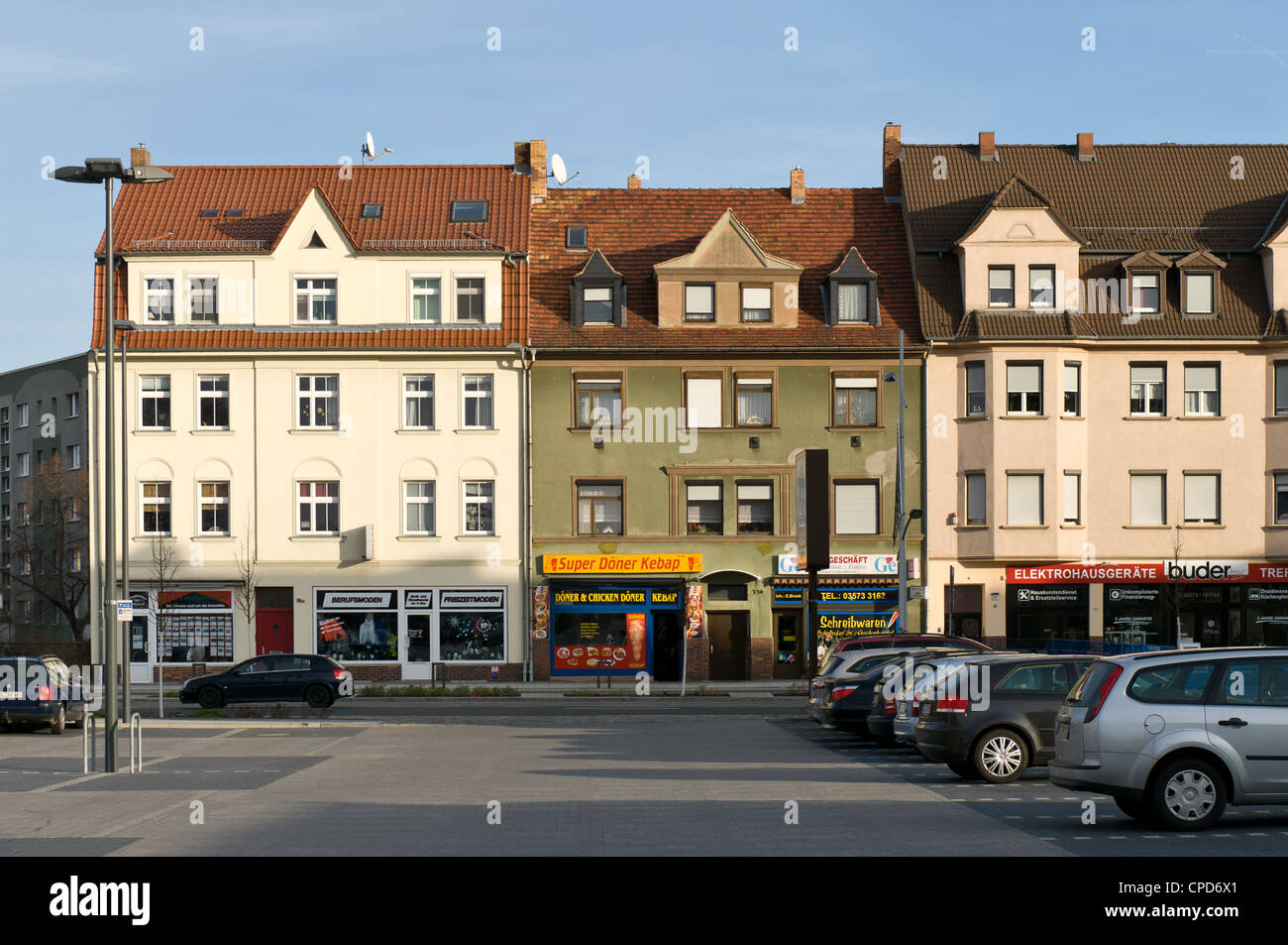 The streets and houses of the old city. Senftenberg. Germany Stock ...