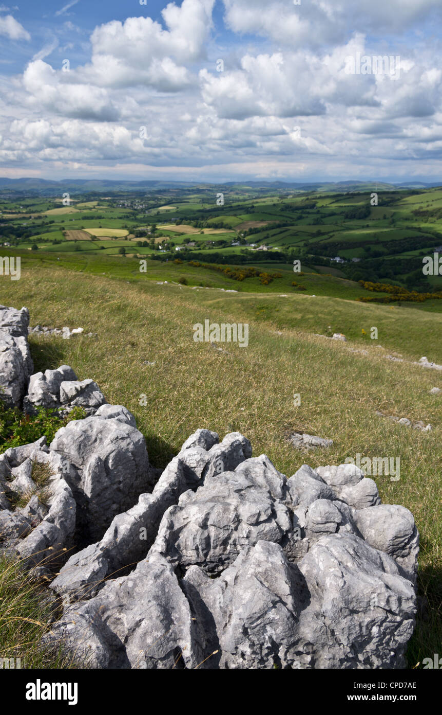 Limestone pavement on the top of Farleton Knott Cumbria looking west ...