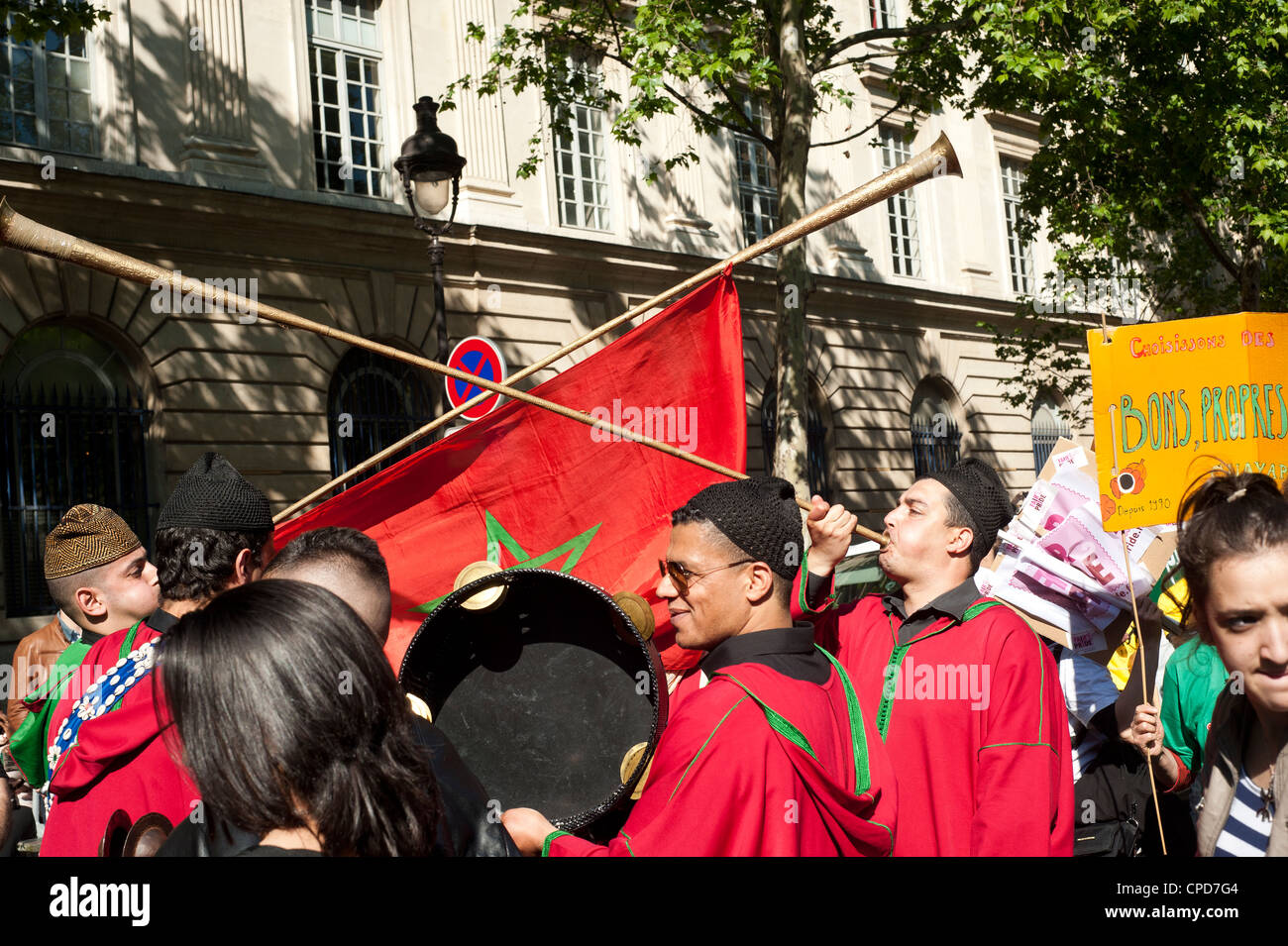 Paris, France - Moroccan group of people playing music on the streets ...