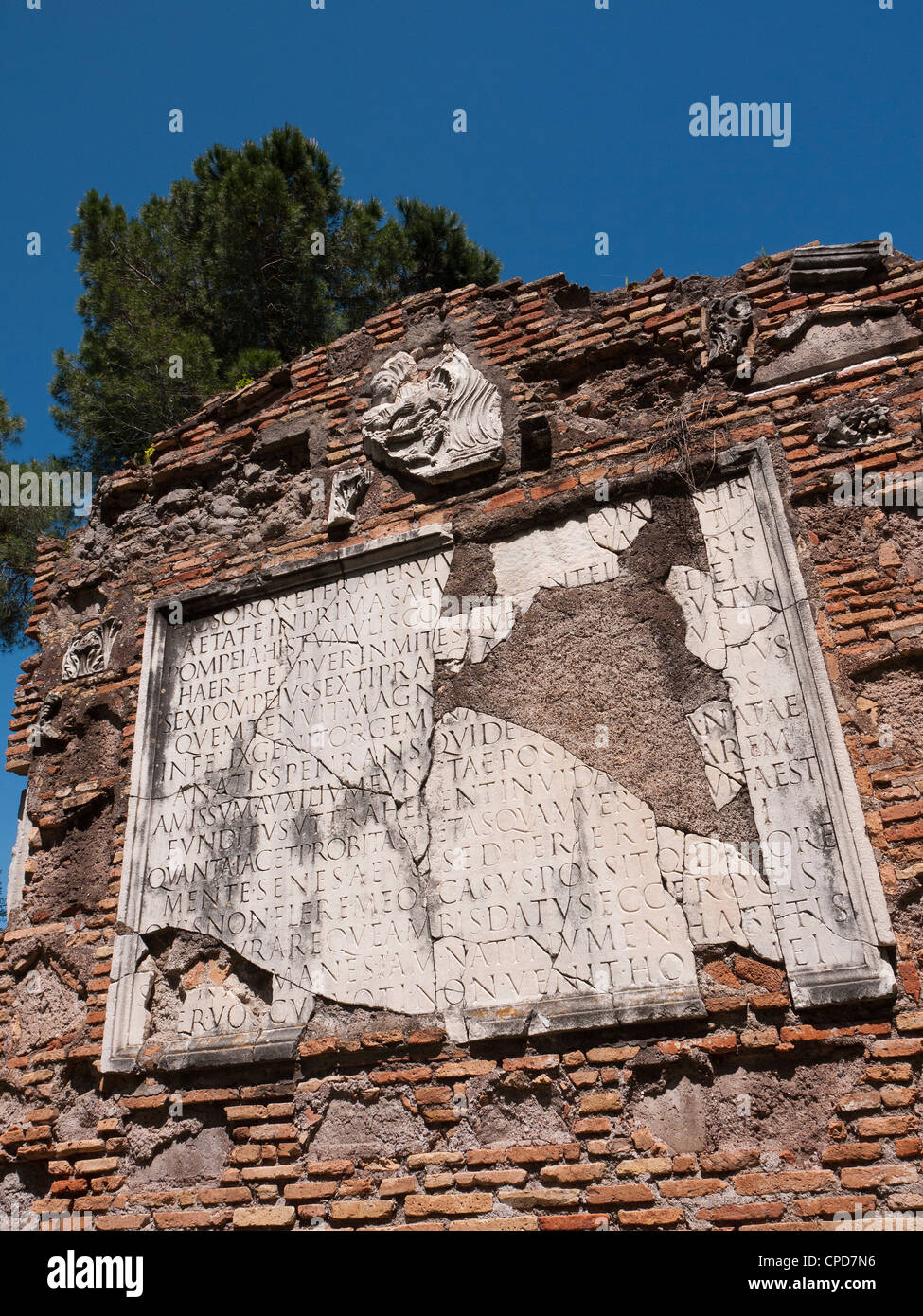 Rome, Italy - Old Appian Way, latin inscription on roman tomb Stock ...