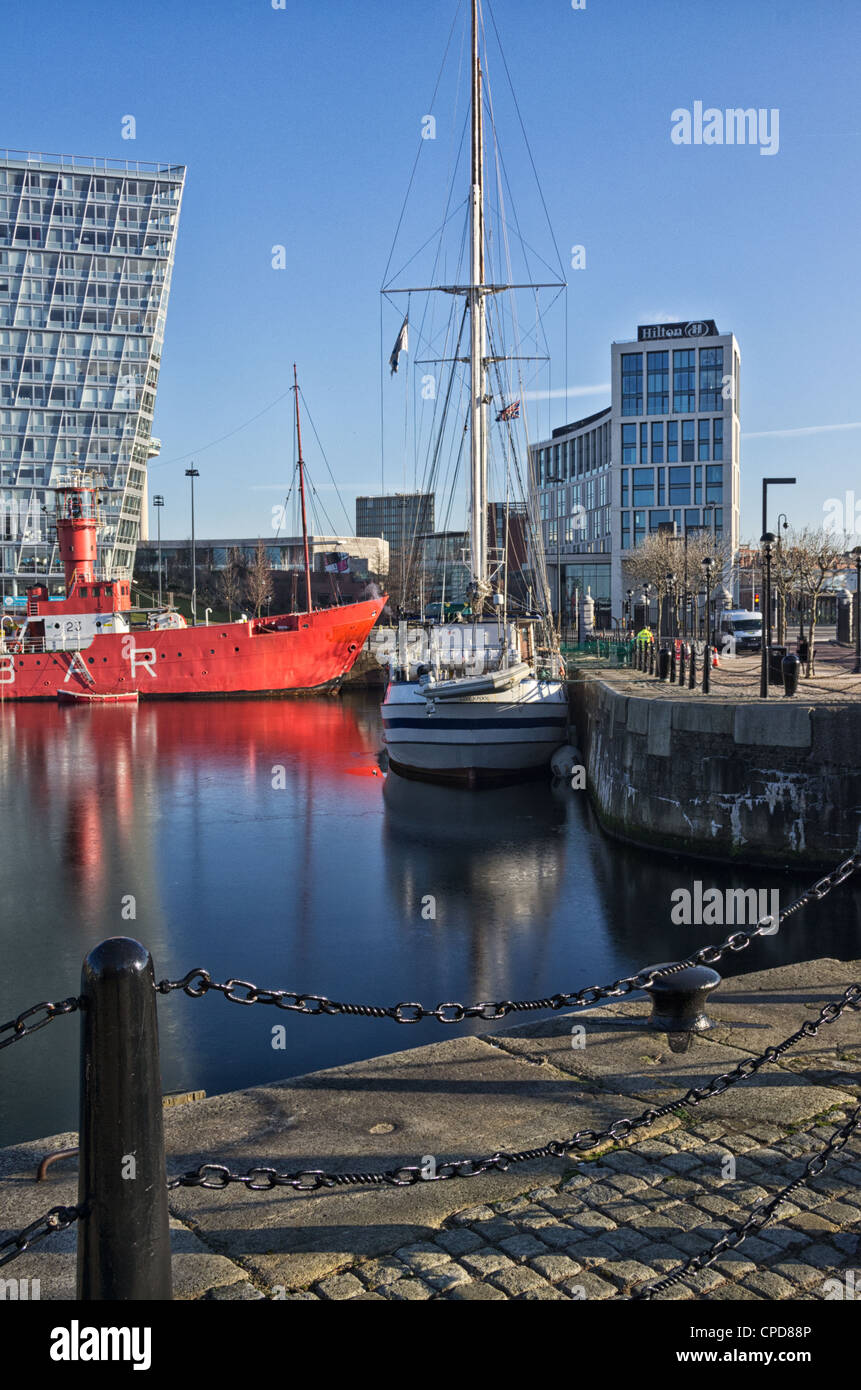 Canning Dock Pier Head Liverpool with floating bar (ex lightship built ...