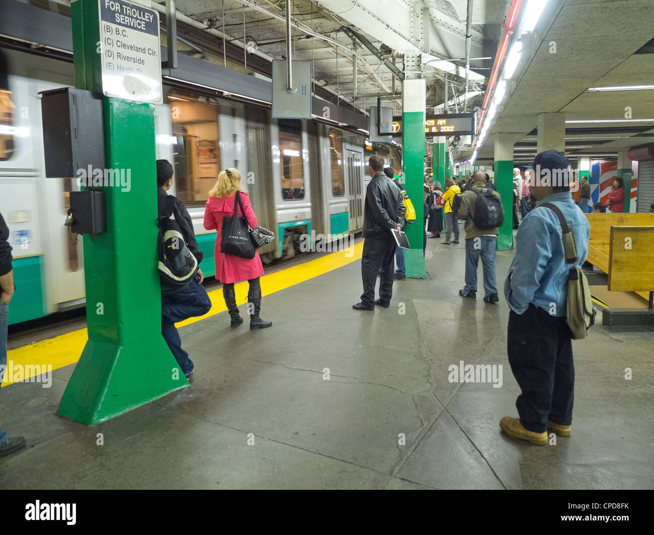 Waiting for the Boston MA T subway Stock Photo - Alamy