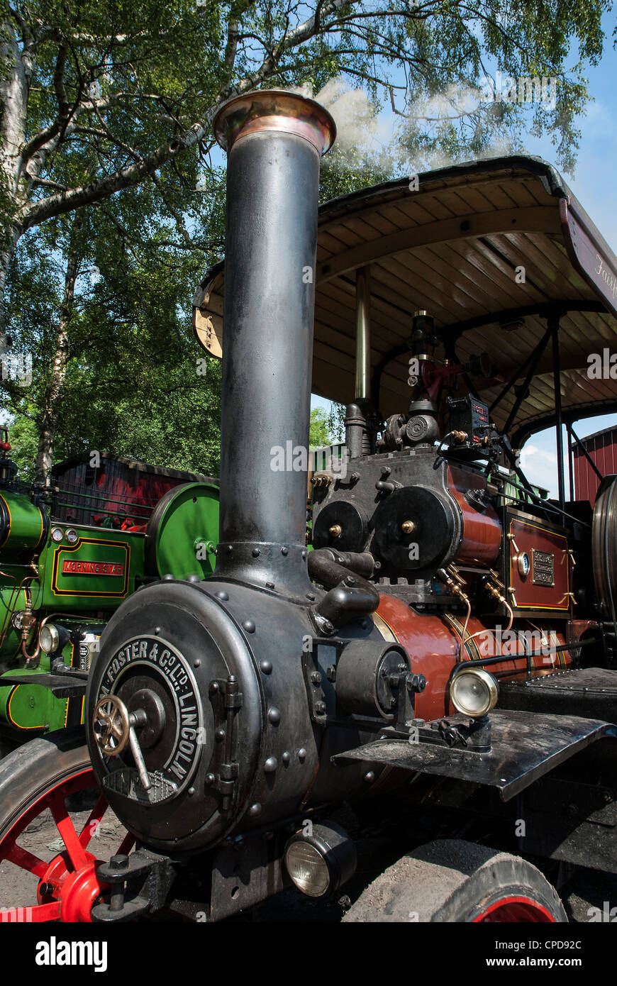 Boiler and steaming chimney of steam engine Stock Photo - Alamy