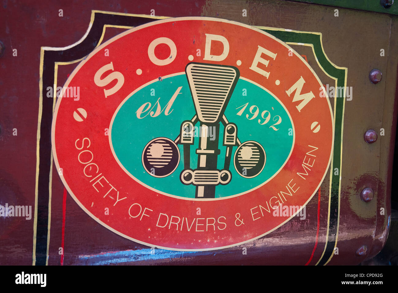 Hand painted sign of 'Society of Drivers and Engine Men' on side of ...