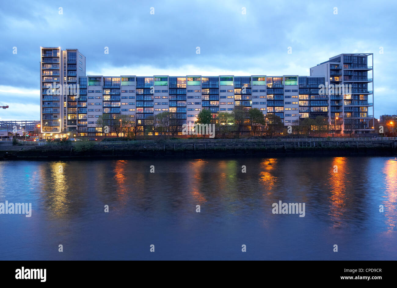 lancefield quay apartments at dusk on the redeveloped river clyde ...