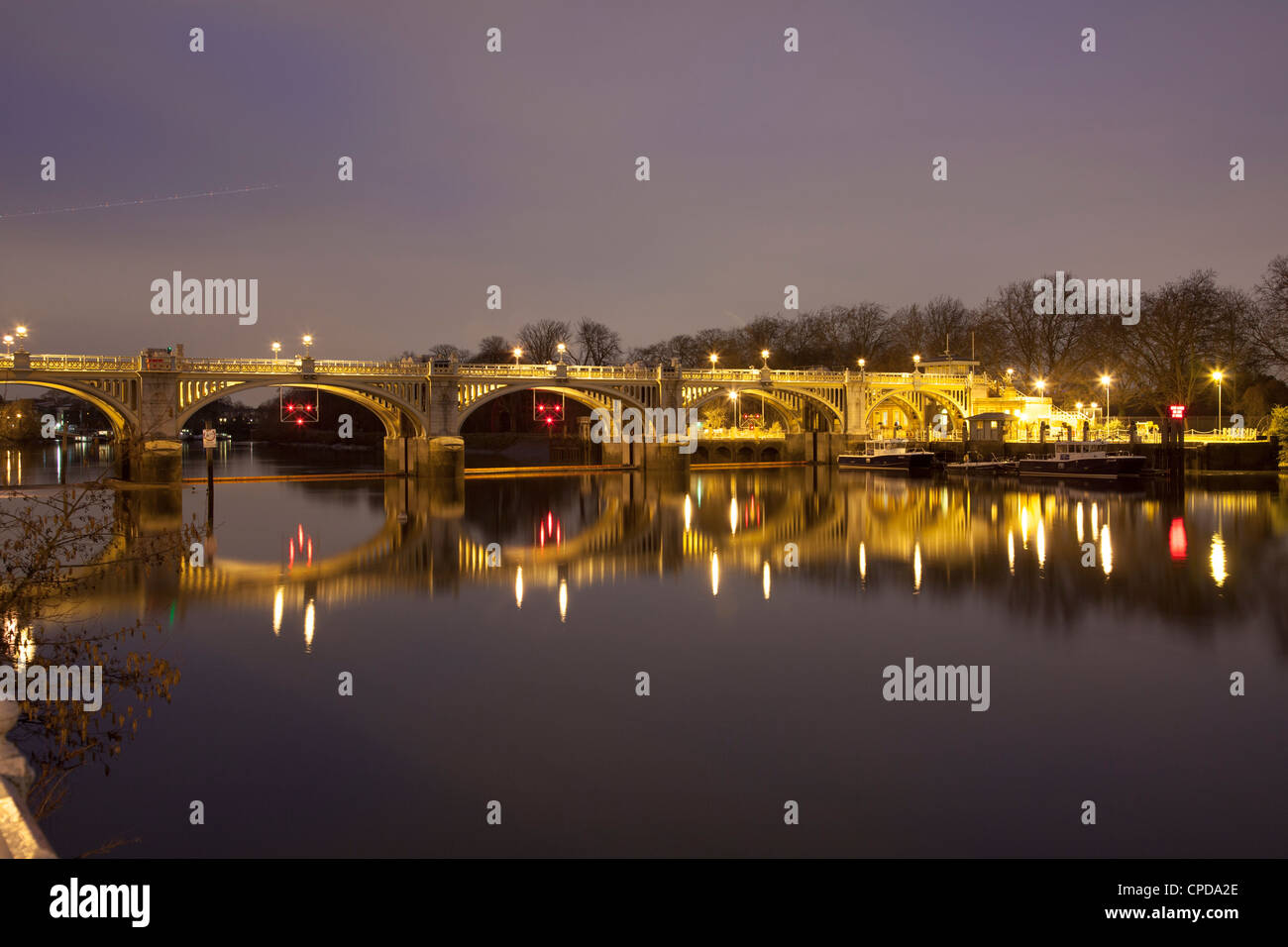 Richmond Lock on the River Thames at Night,Richmond Upon Thames,Surrey ...