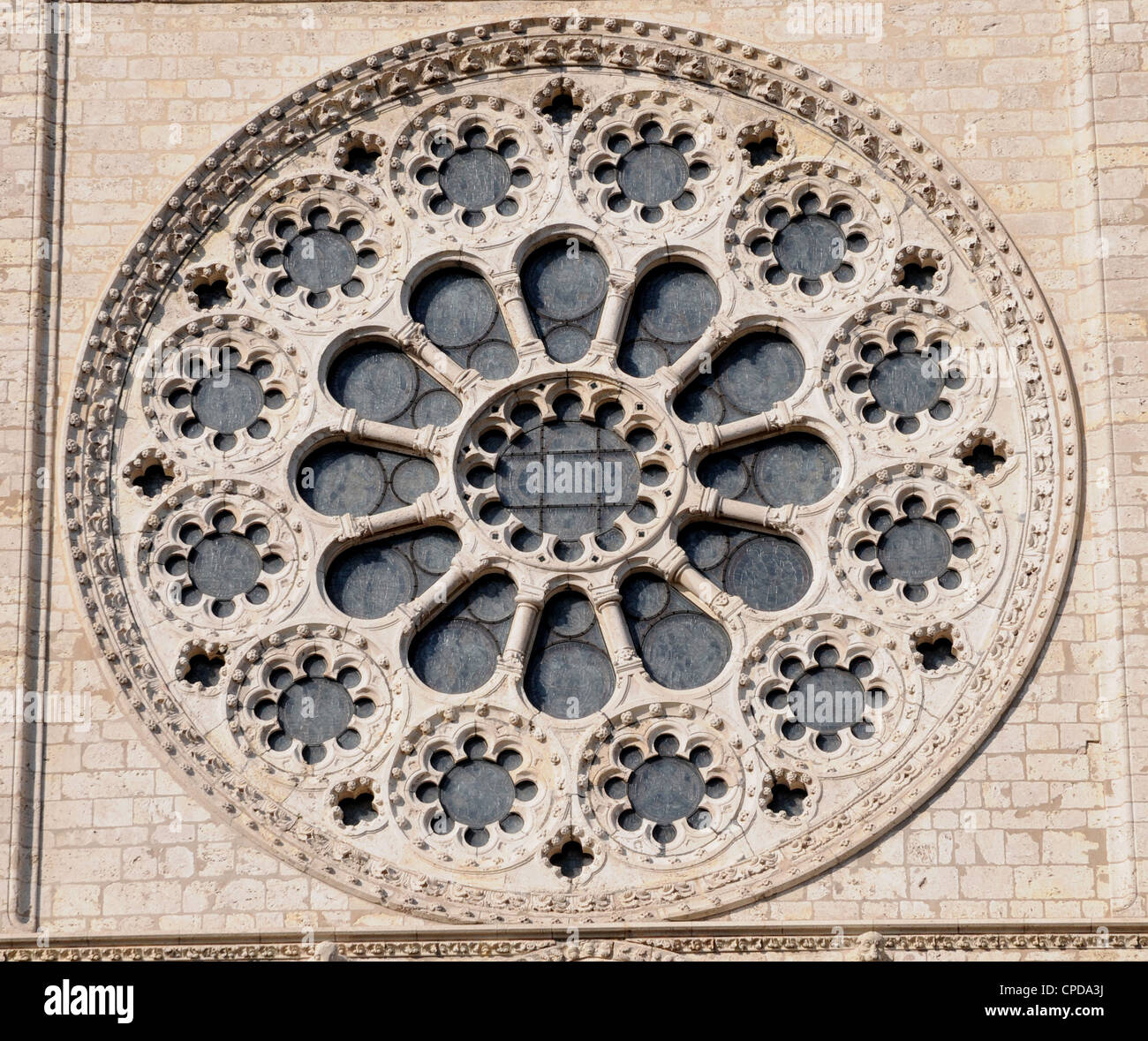 Exterior of a rose window at Cathedral de Notre Dame,Chartres, France ...