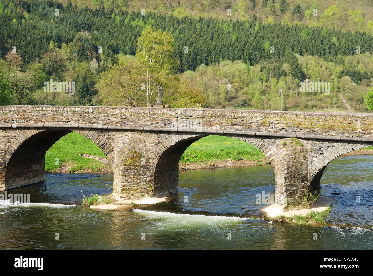The oldest stone bridge across (18th century) the river Ahr in Rech ...