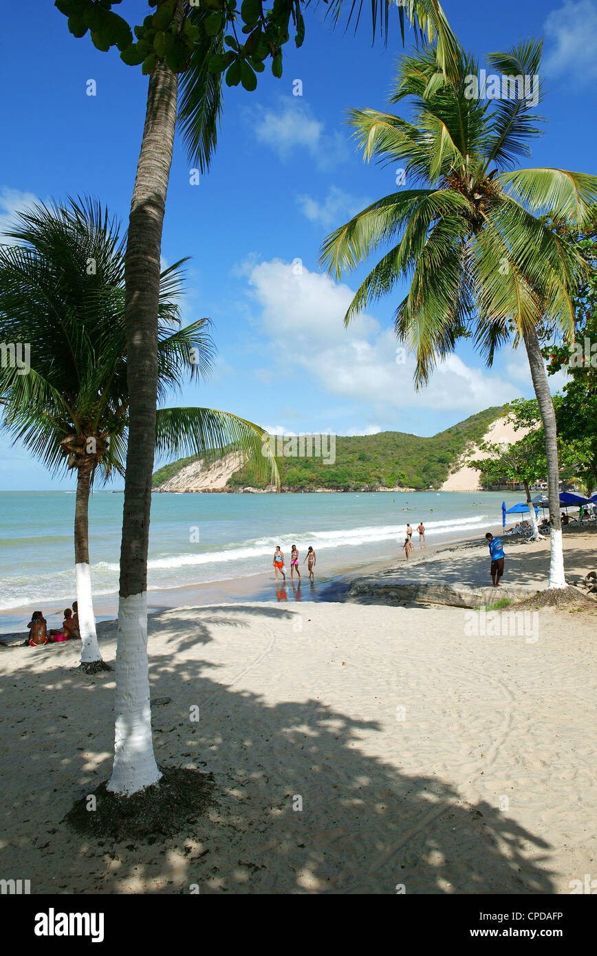 Brazil Natal Ponta Negra people walking on beach sunny day with blue ...