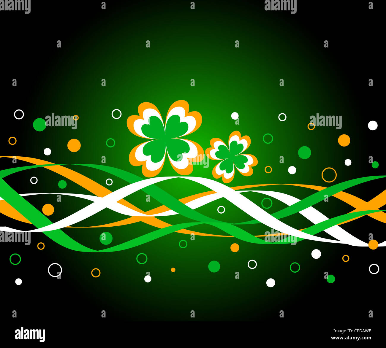 Irish flag color ribbons and clover design Stock Photo - Alamy