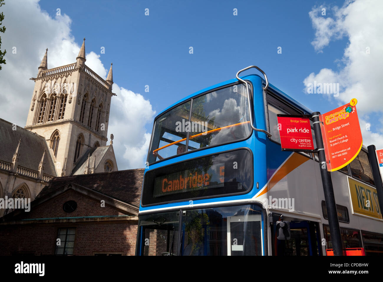 A bus topped at the bus stop at the intersection of Bridge St and ...