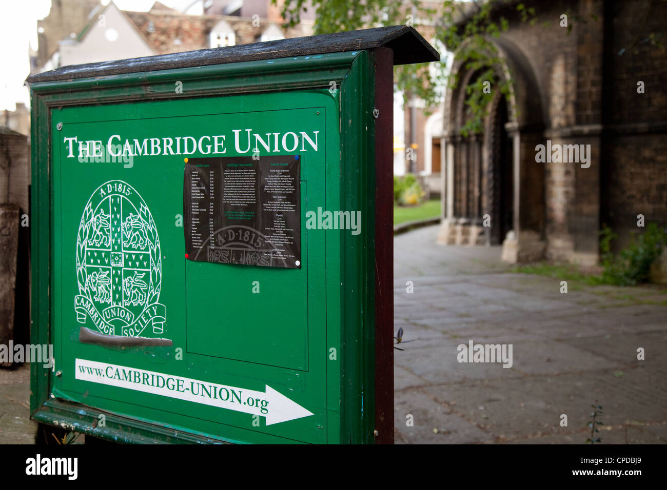 Sign for The Cambridge Union Debating Society, by the Round Church ...