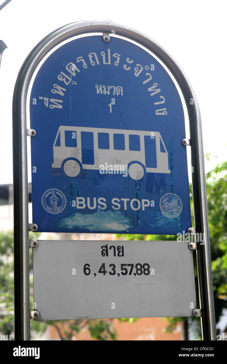 Bus stop signs Stock Photo - Alamy