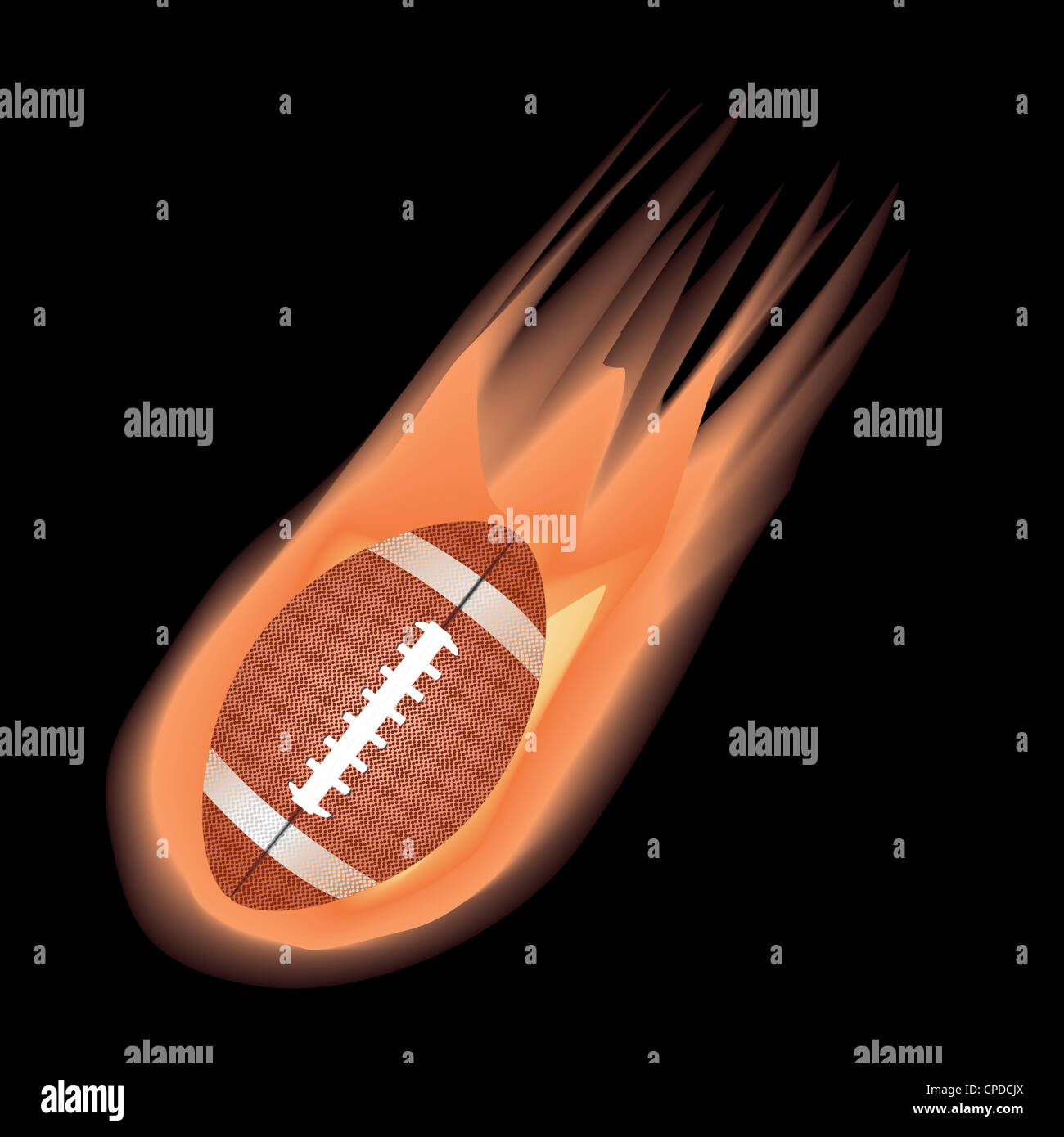 illustration of highly rendered fire effect football, isolated in black ...