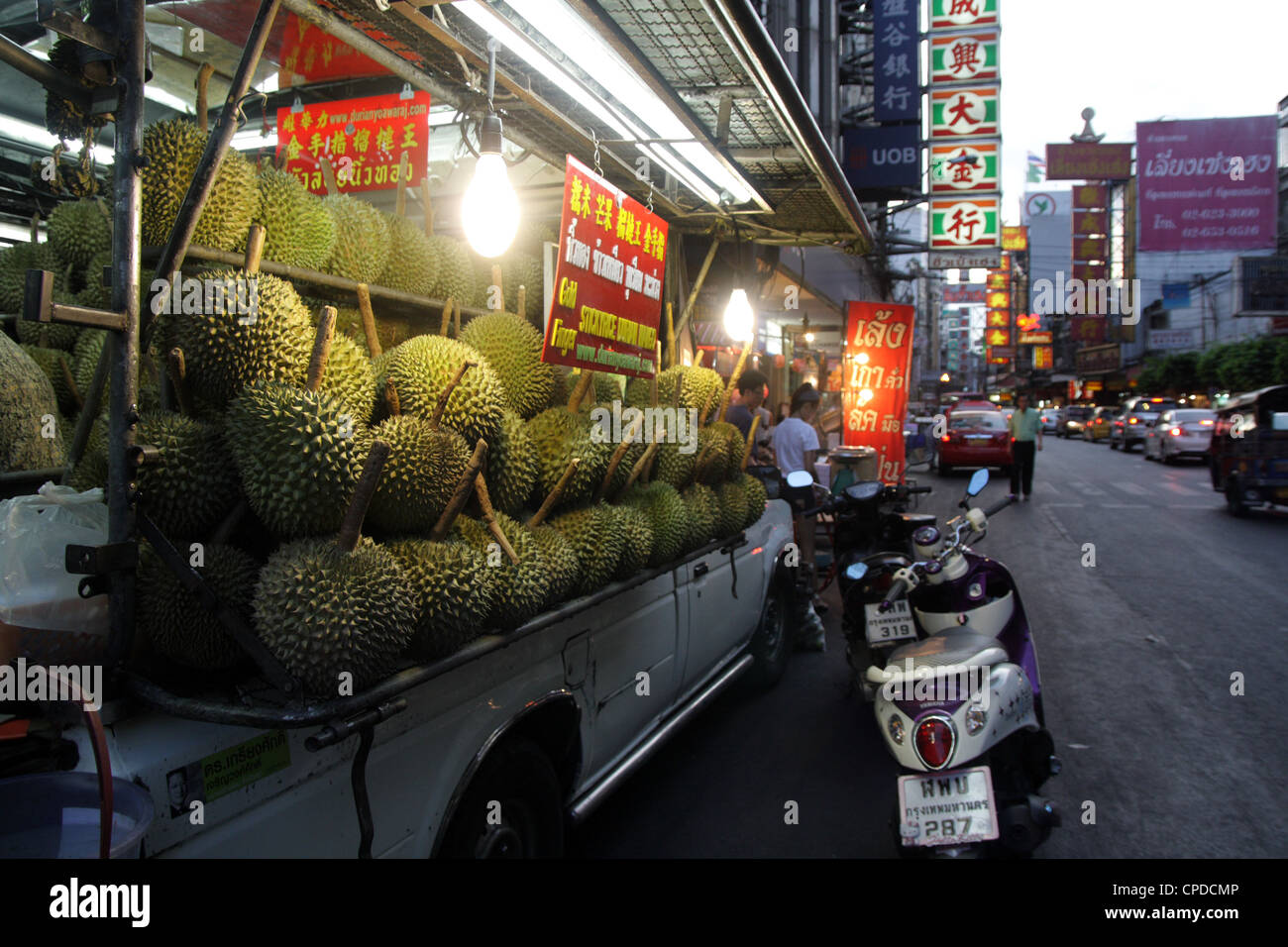 Durian shop on Yaowarat Road , Bangkok 's Chinatown , Thailand Stock ...