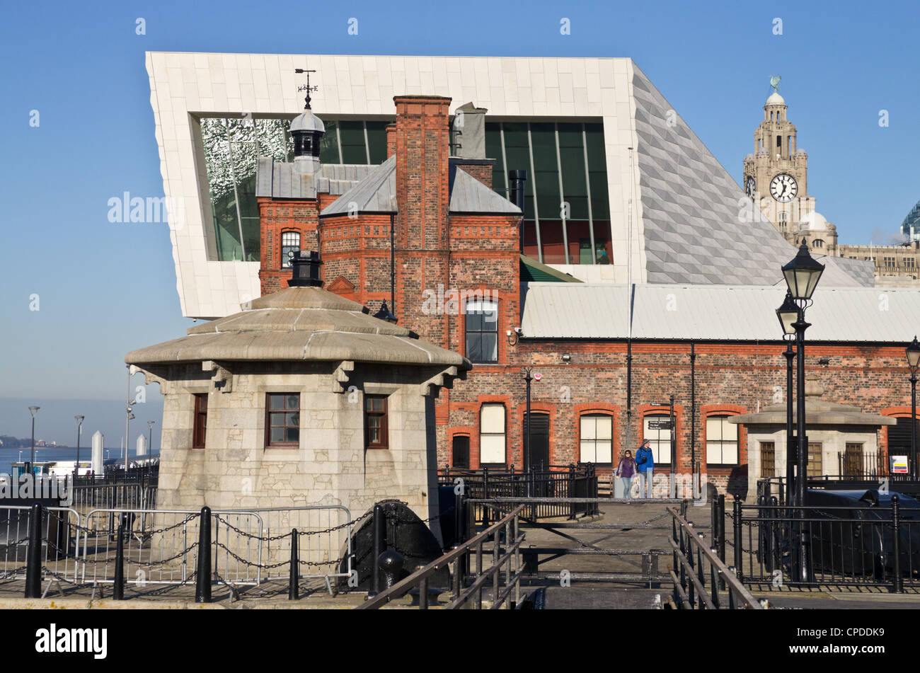 Museum of Liverpool with Royal Liver Building in background and red ...