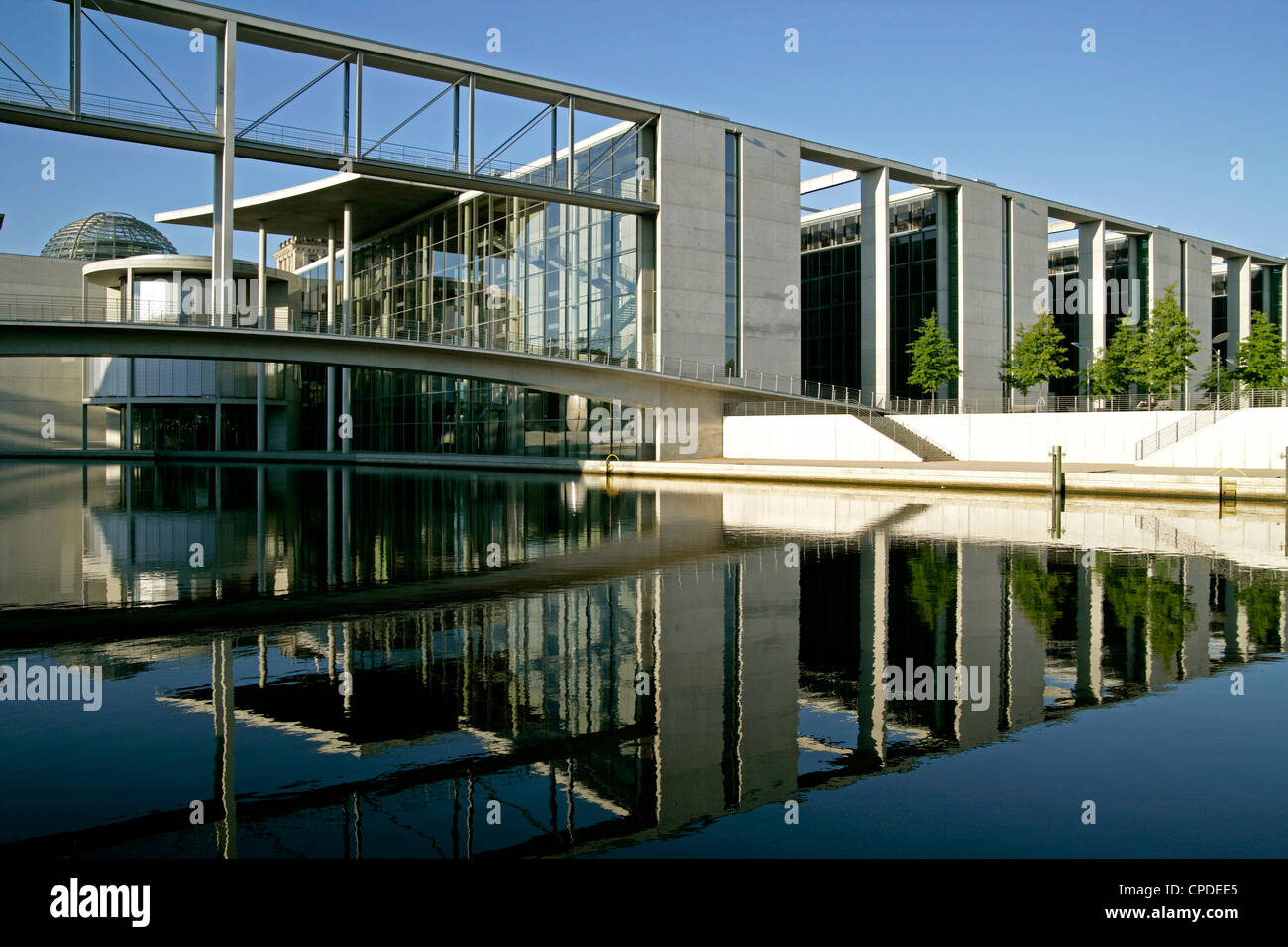 River Spree at government district, Paul-Labbe-House, Reichstag, Berlin ...