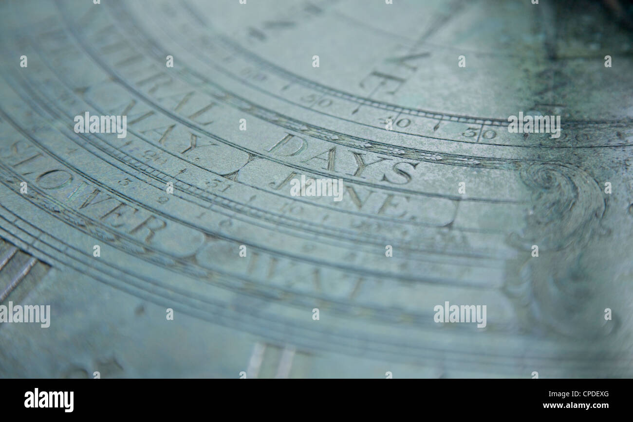 part of old sundial with relief word "days" in focus Stock Photo - Alamy