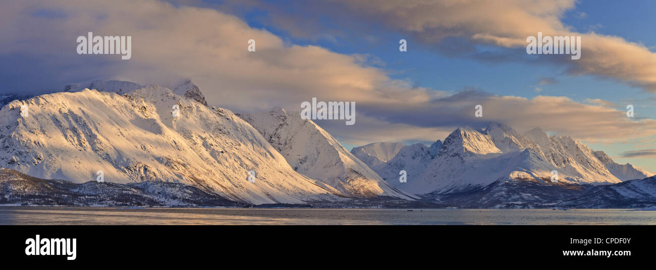 Looking across Ullsfjord, towards the Southern Lyngen Alps, Troms ...