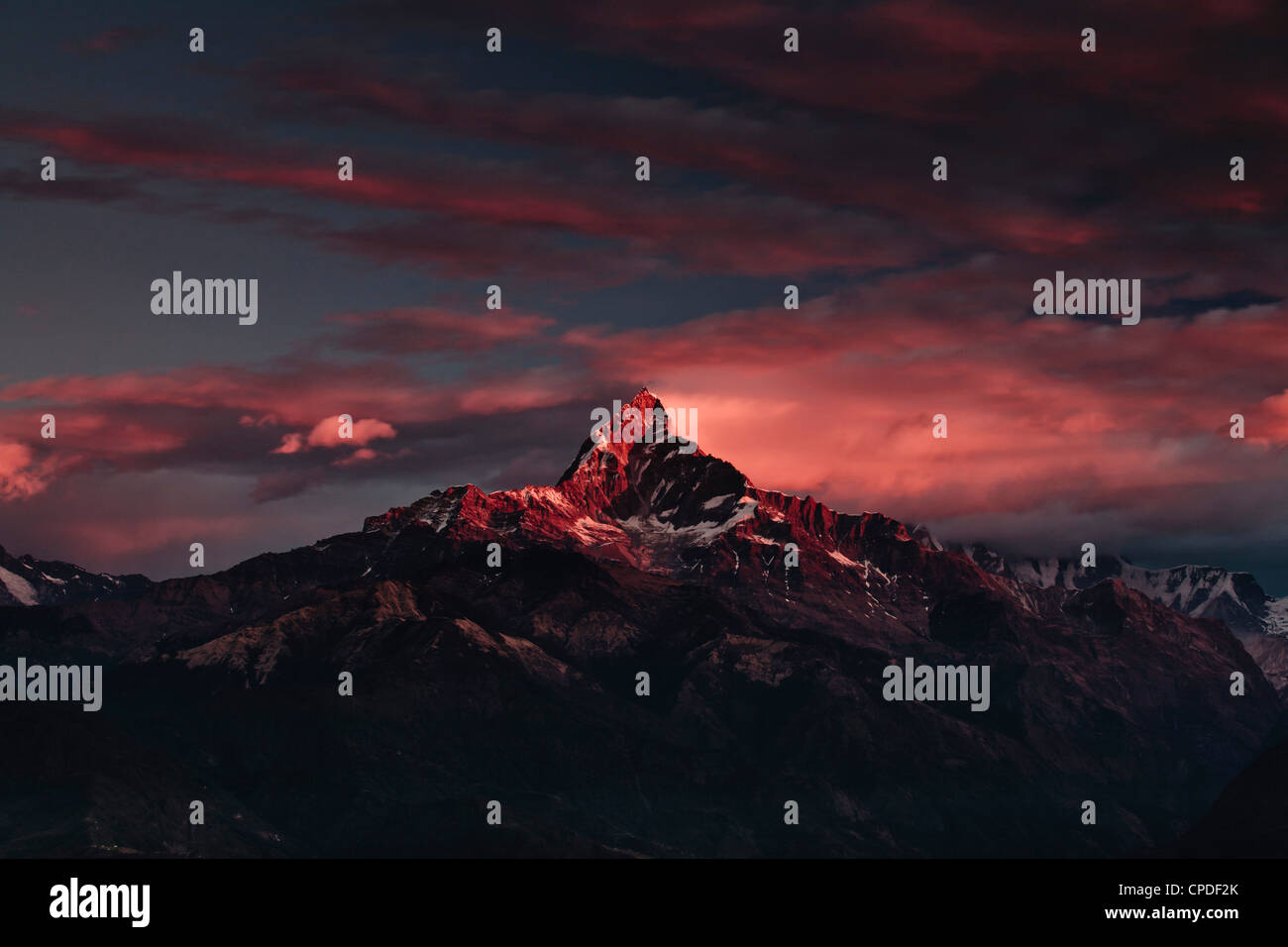 Machapuchare (Machhapuchhre) (Fish Tail) mountain, in the Annapurna ...