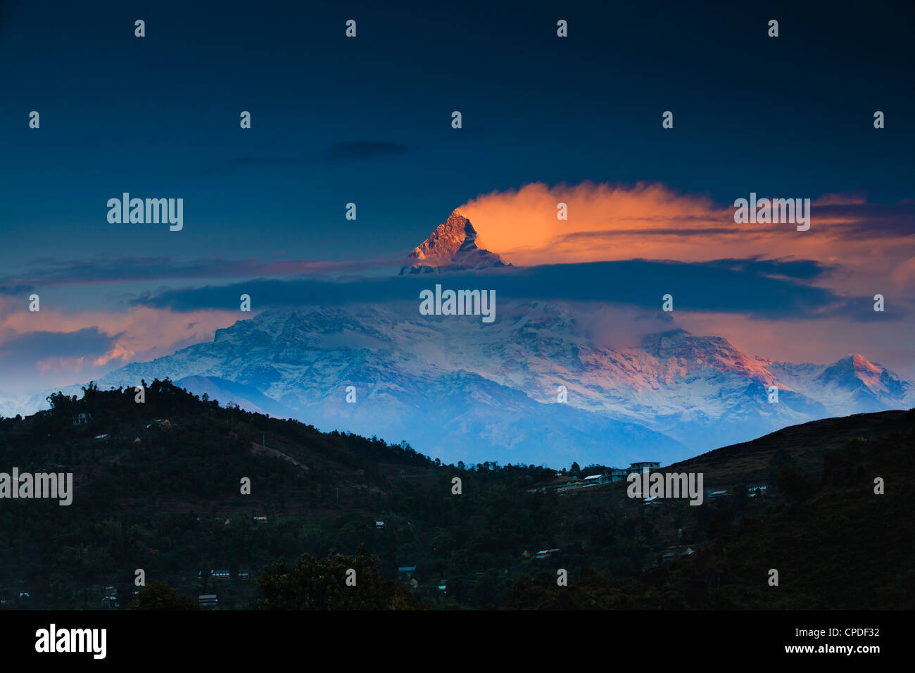 Machapuchare (Machhapuchhre) (Fish Tail) mountain, in the Annapurna ...