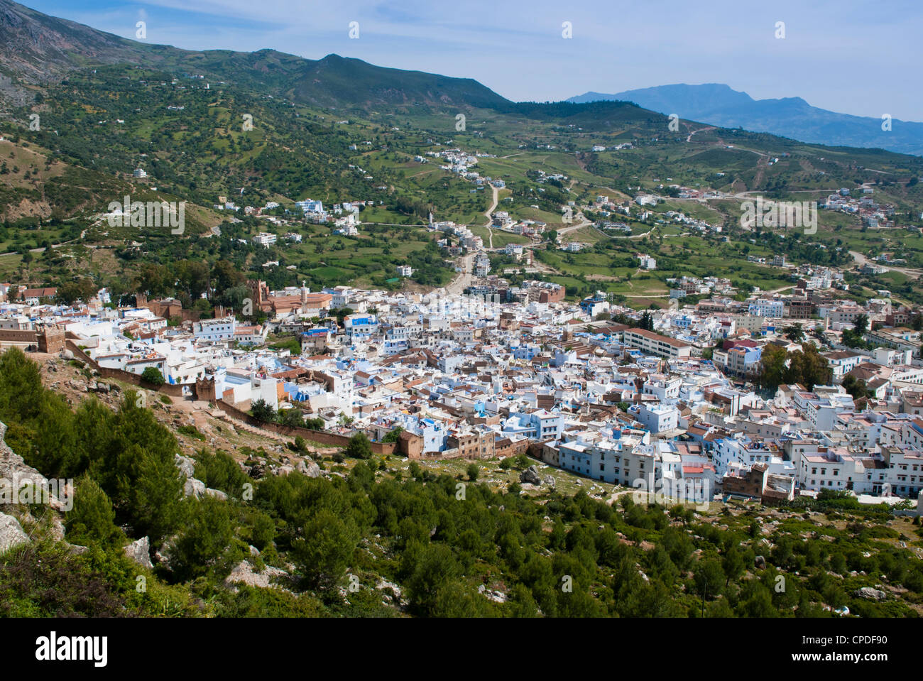 View of the city, Chefchaouen (Chaouen), Tangeri-Tetouan Region, Rif ...