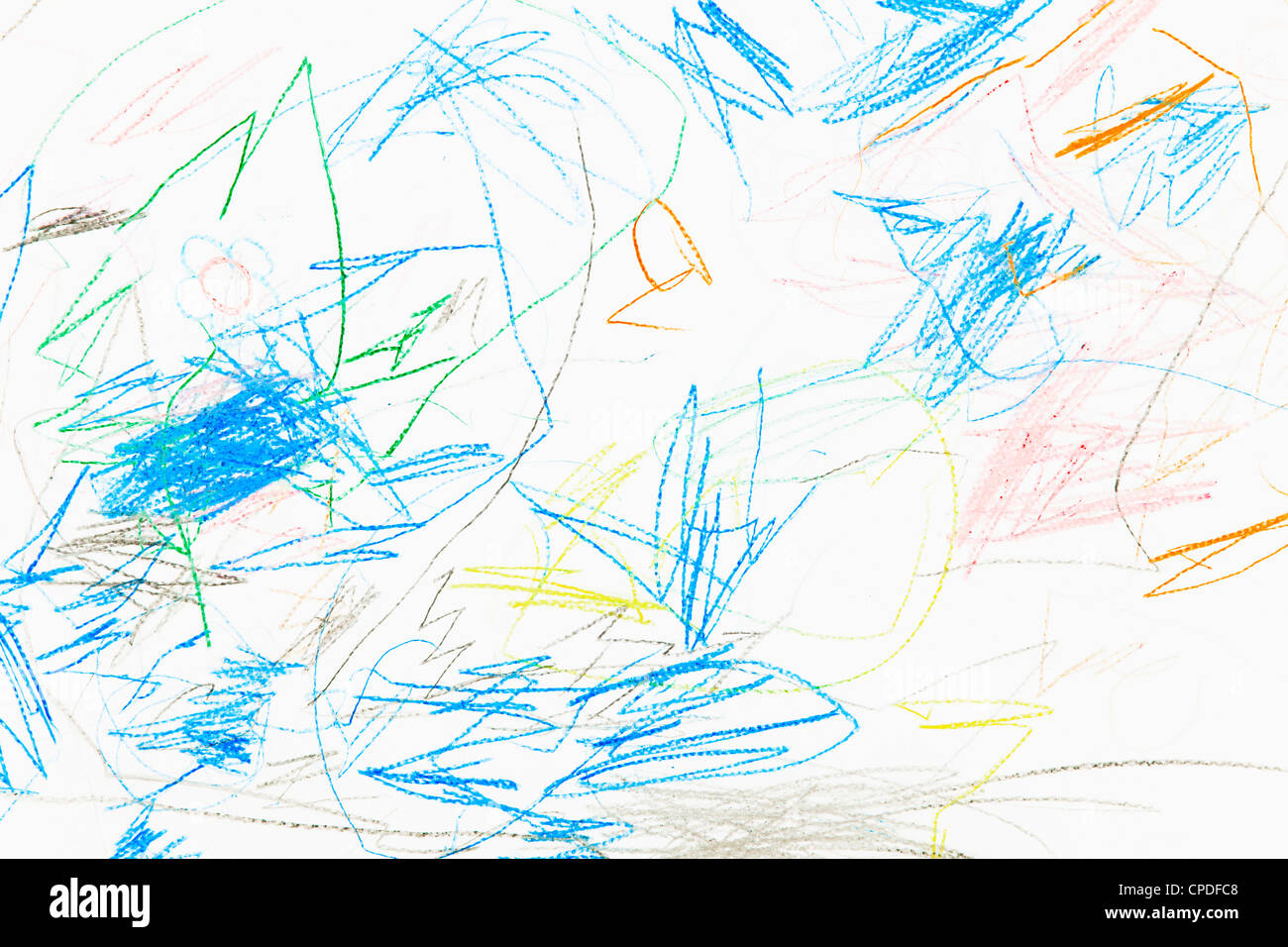 Colored pencil drawing with blue zigzag lines Stock Photo - Alamy