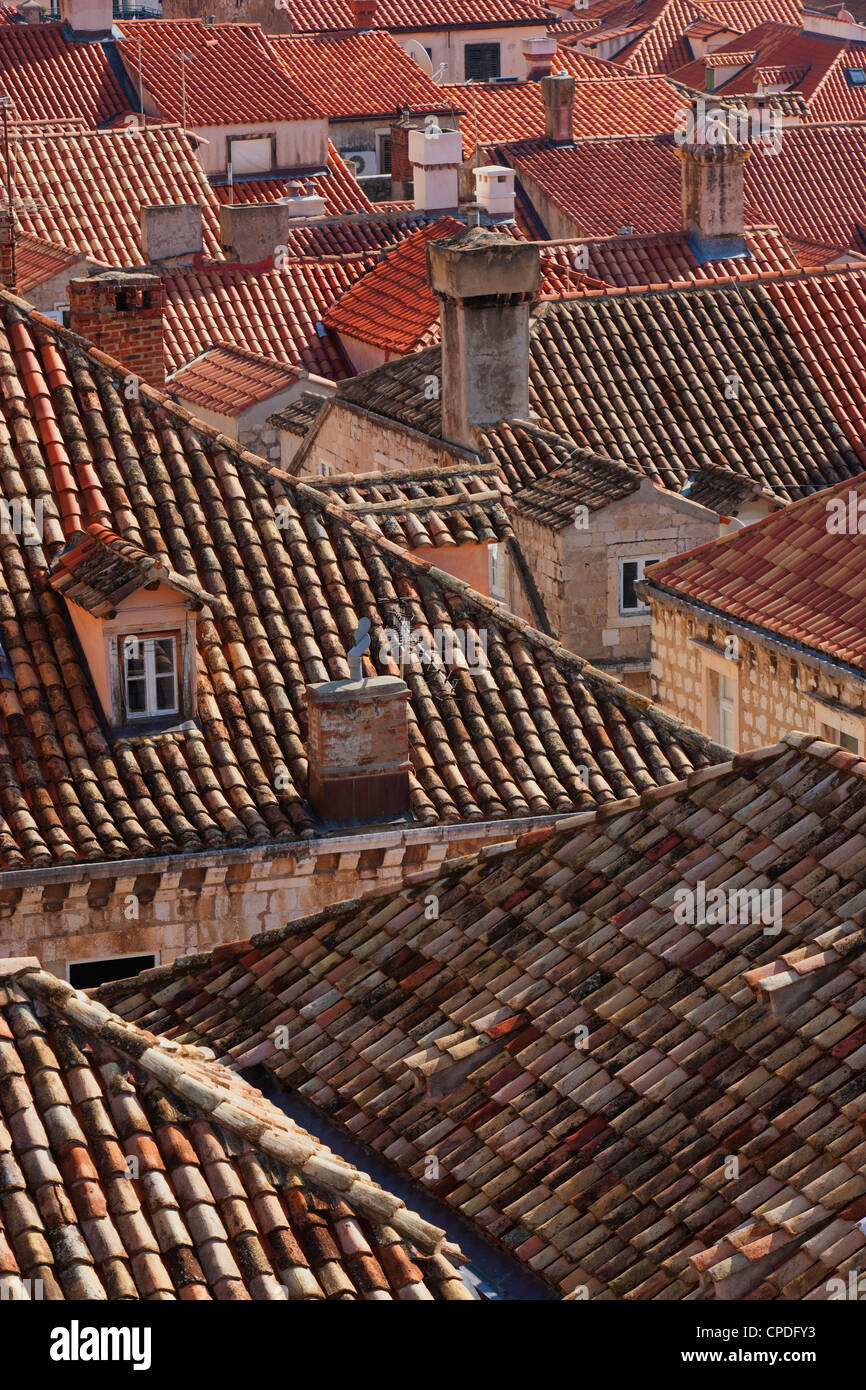 Rooftops from Old Town walls, Dubrovnik, Croatia, Europe Stock Photo ...